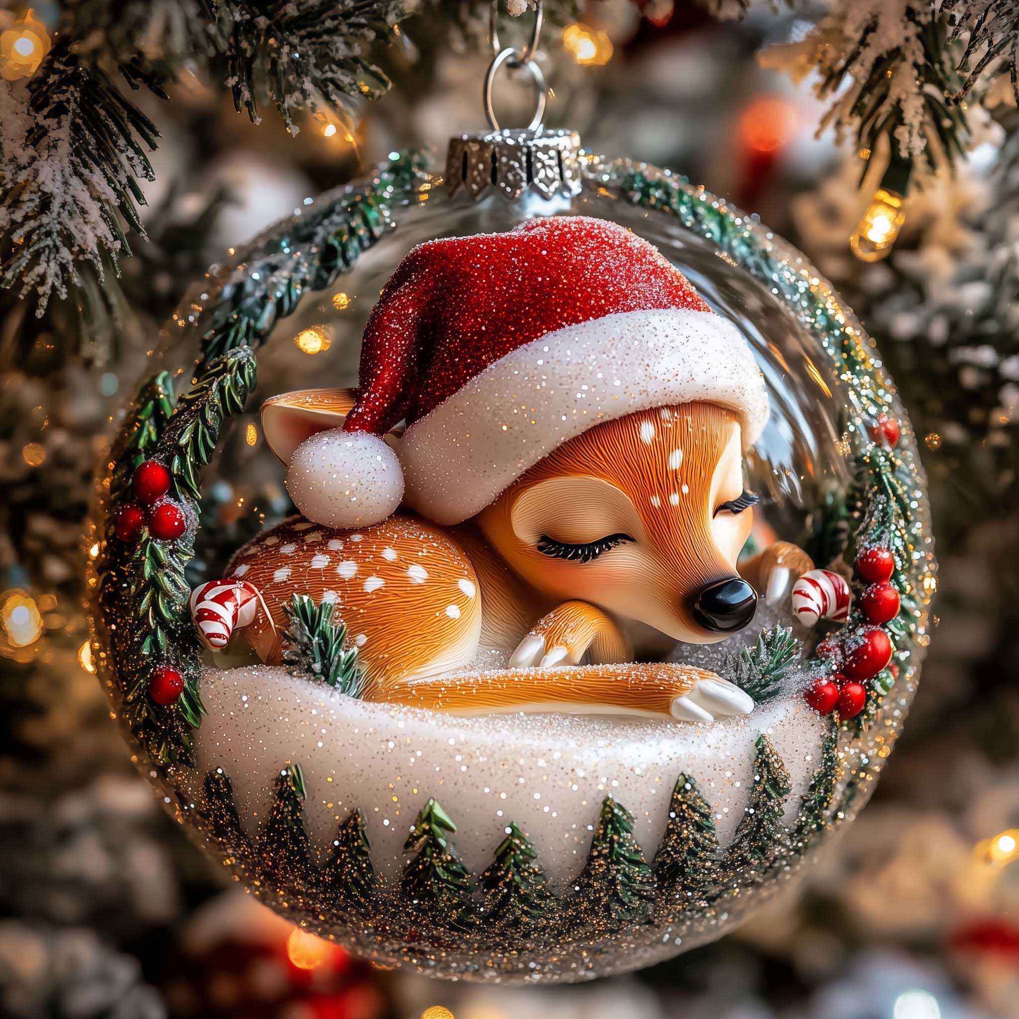 Deer Charm Christmas Mica Ornament GFSPTP55 – Patchique Store