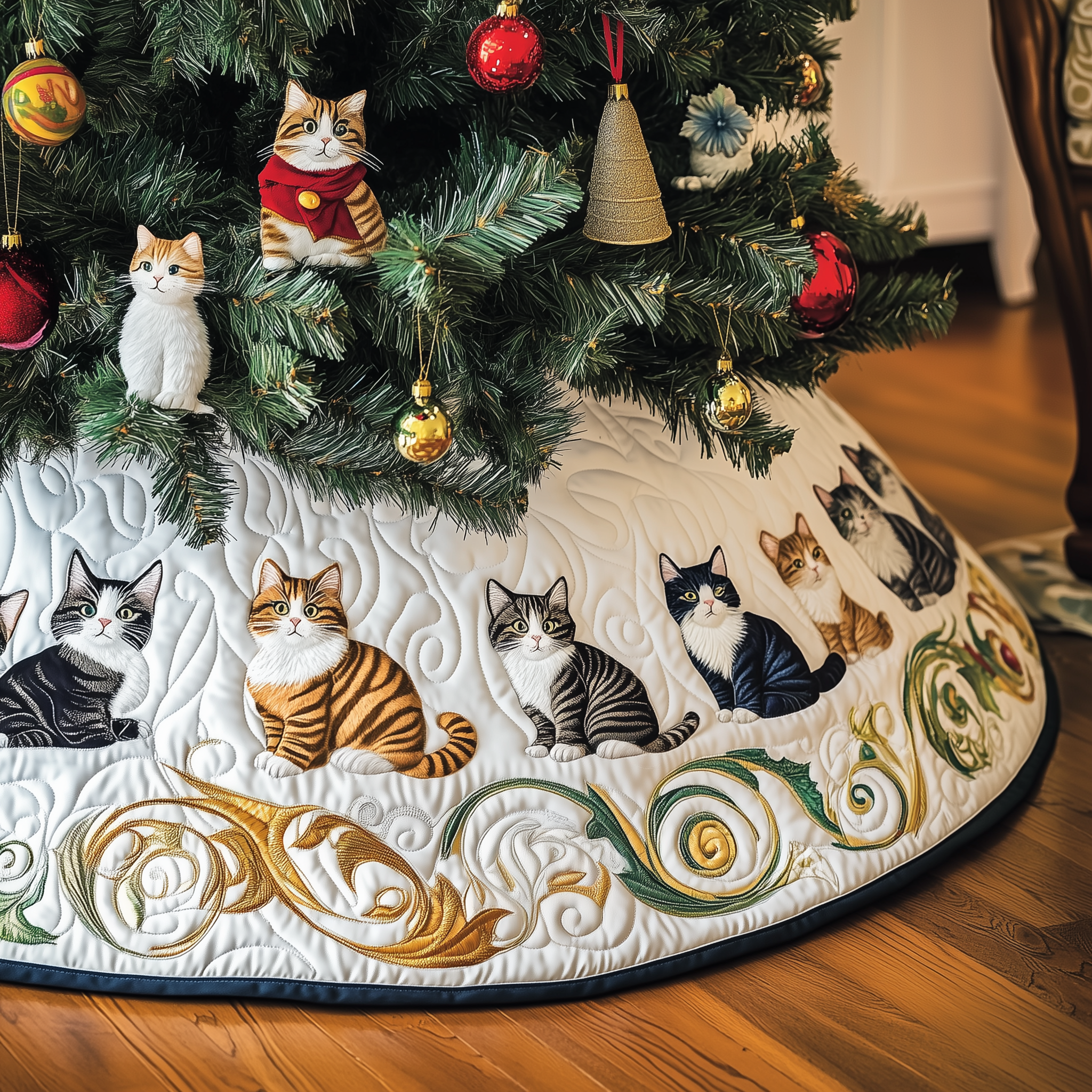 Christmas Cat Quilted Tree Skirt GFTOAB333 – Patchique Store