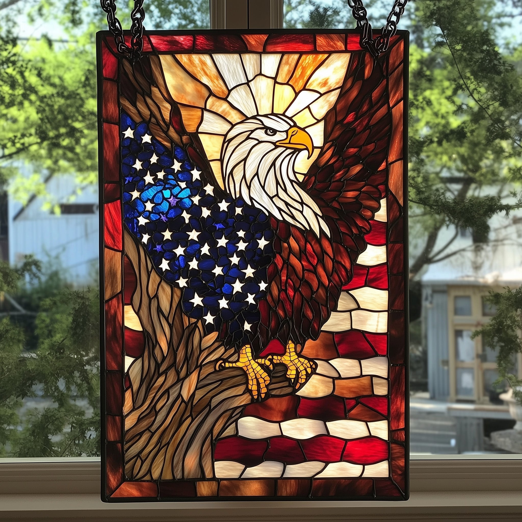 Patriotic Bald Eagle Window Hanging Suncatcher GFTOAB4193 – Patchique Store