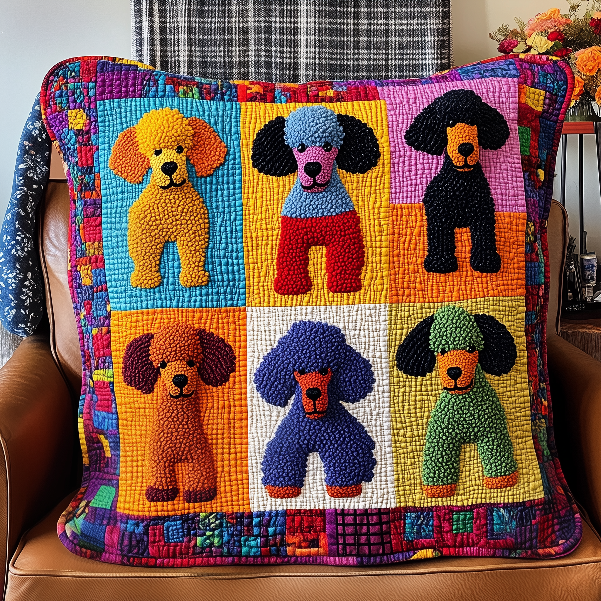 Colorful Poodle Quilted Pillow Case GFTOAB426 – Patchique Store