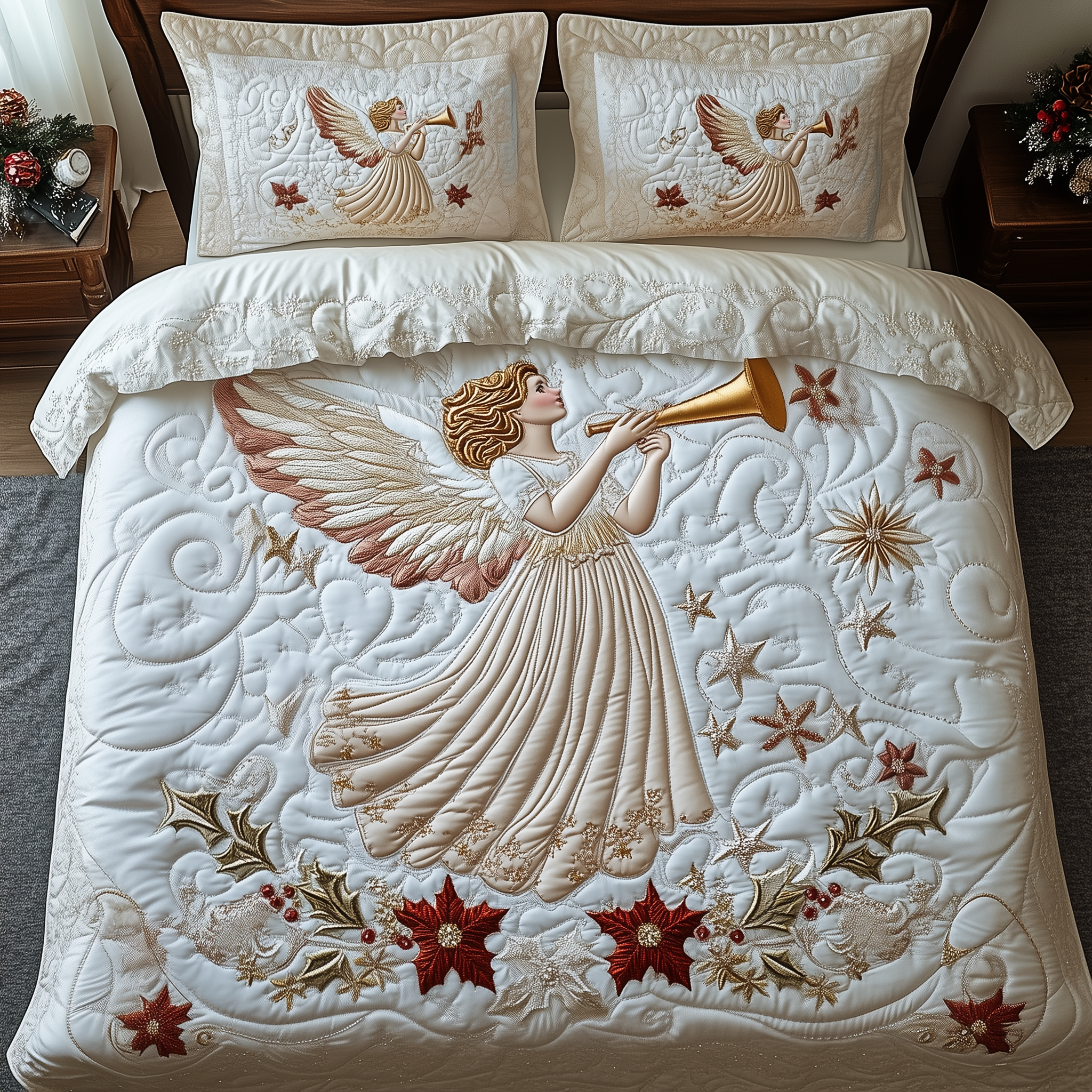 Christmas Angel 3-Piece Quilted Bedding Set GFTOAB887 – Patchique Store