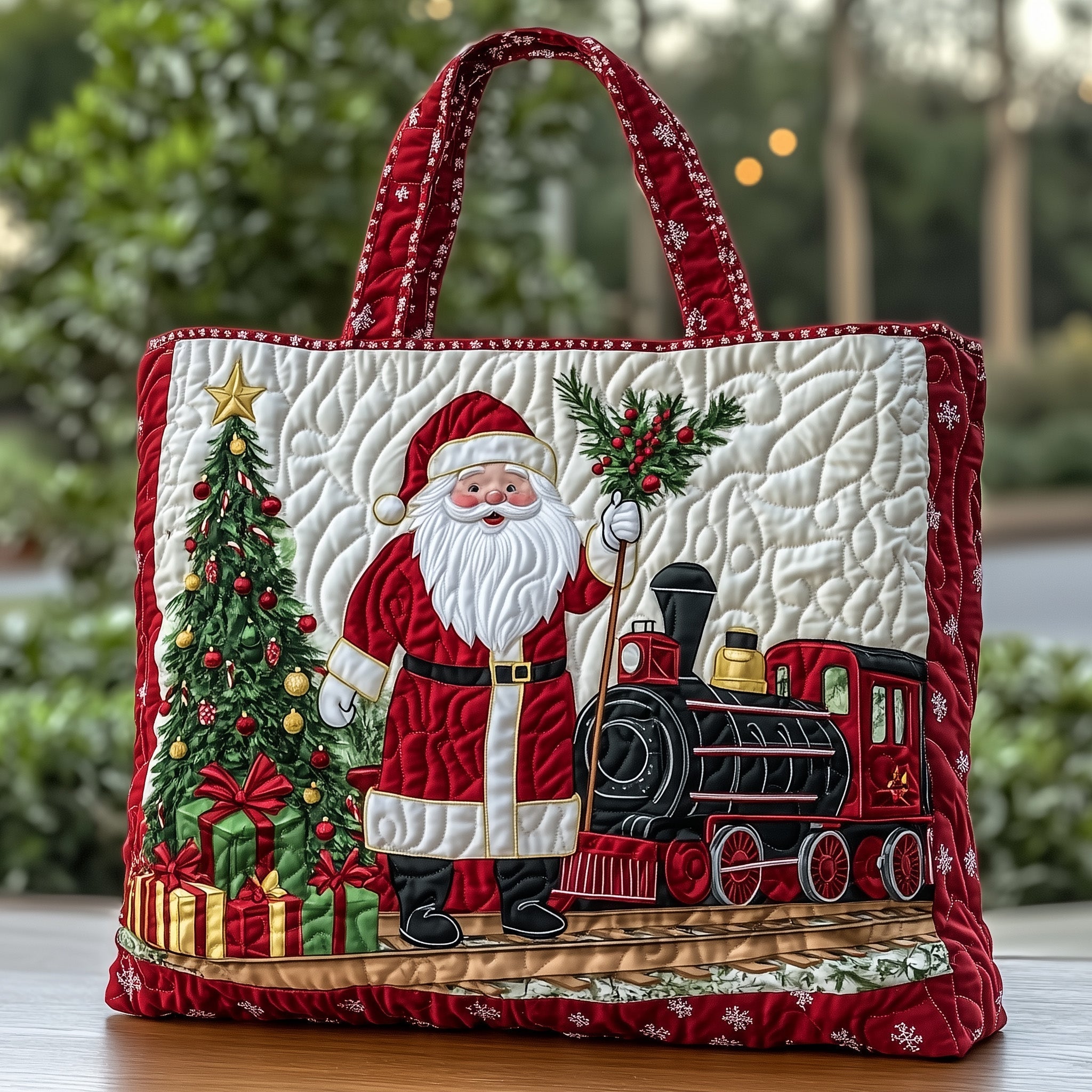 Joyful Santa Quilted Tote Bag GFTOHD10671 – Patchique Store