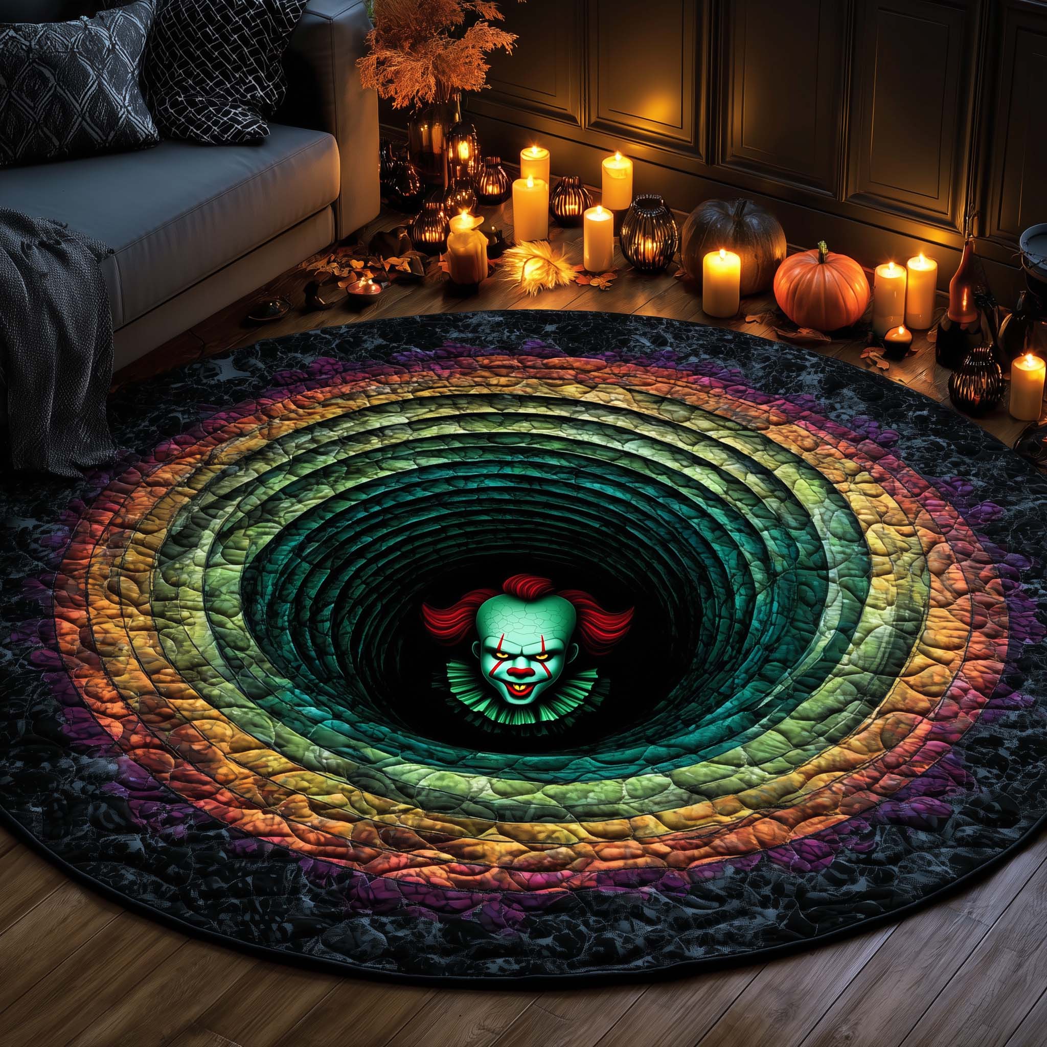 Creepy Clown Quilted Round Mat GFTOHD11443 – Patchique Store