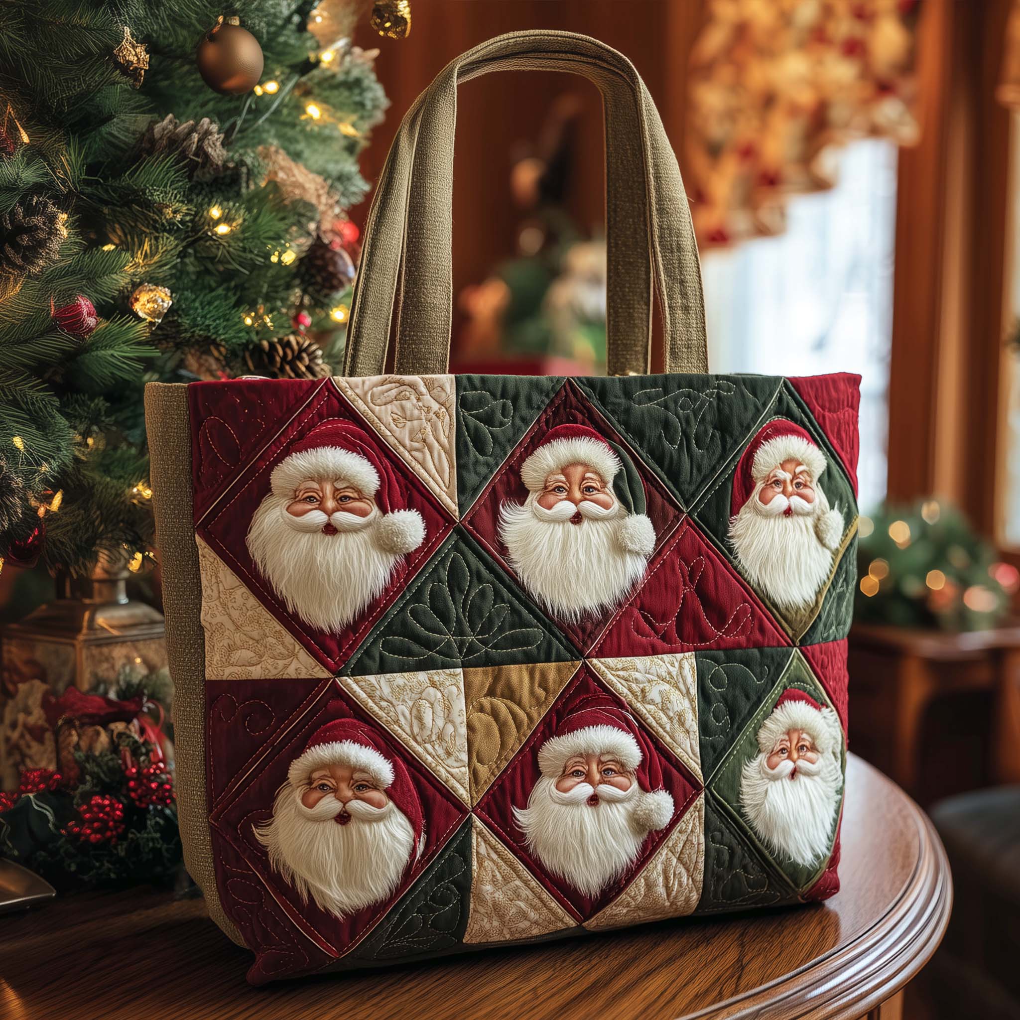 Christmas Patchwork Quilted Tote Bag GFTOHD12467 – Patchique Store