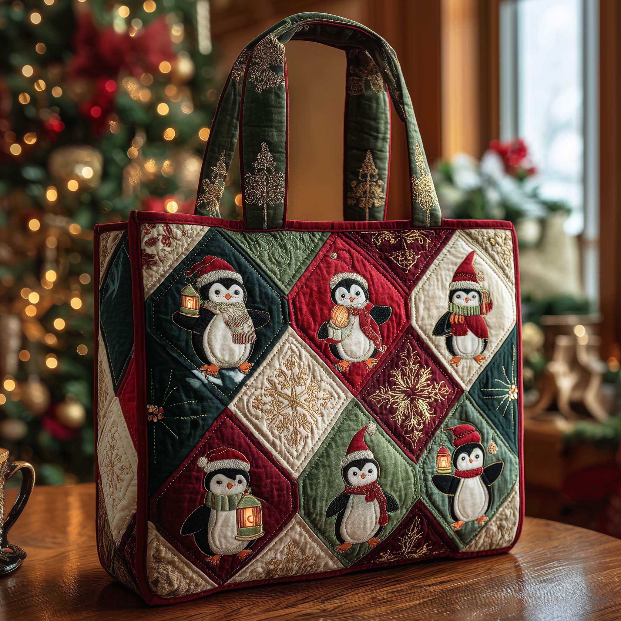 Christmas Patchwork Quilted Tote Bag GFTOHD12474 – Patchique Store