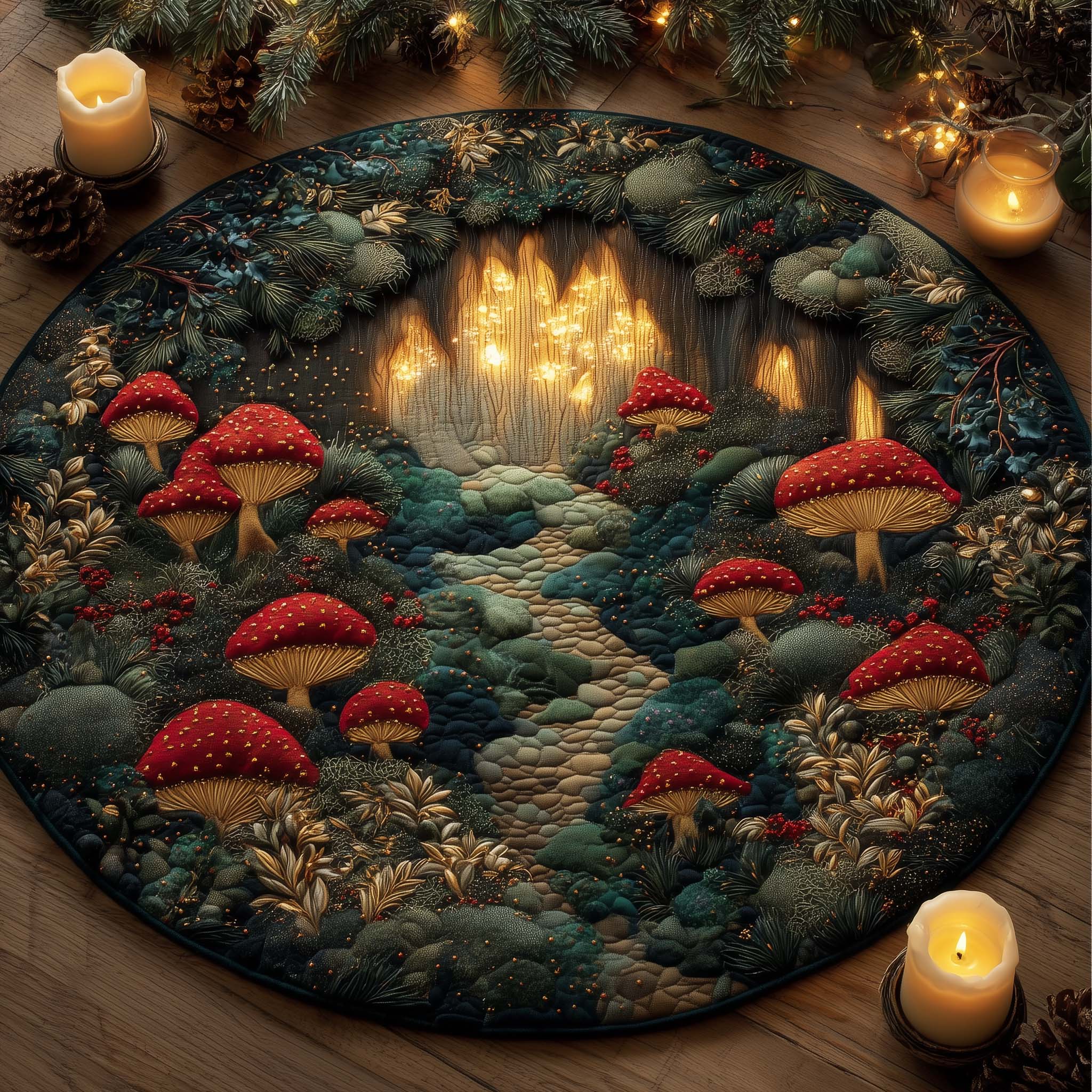 Mushroom Quilted Round Mat GFTOHD12571 – Patchique Store