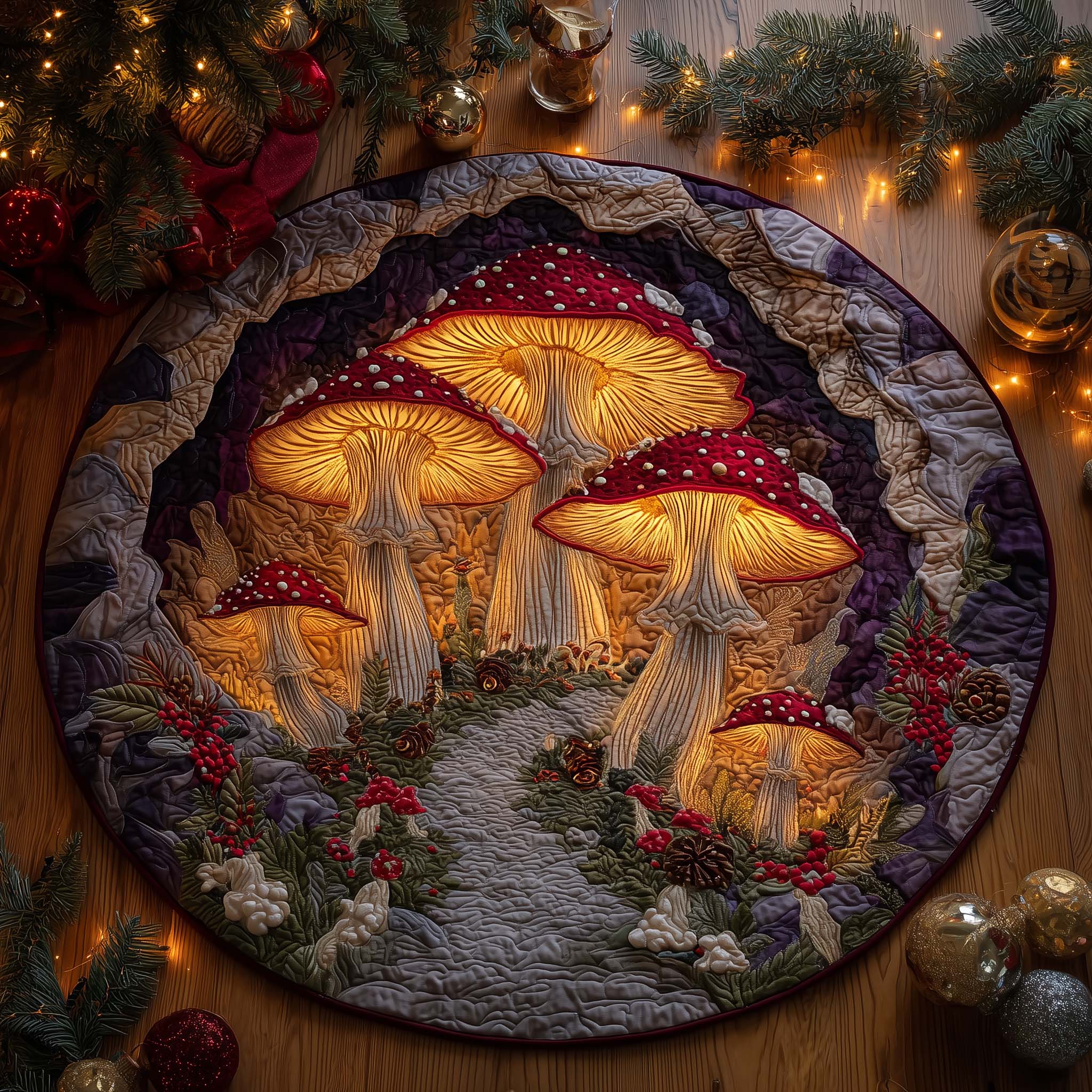 Mushroom Quilted Round Mat GFTOHD12580 – Patchique Store