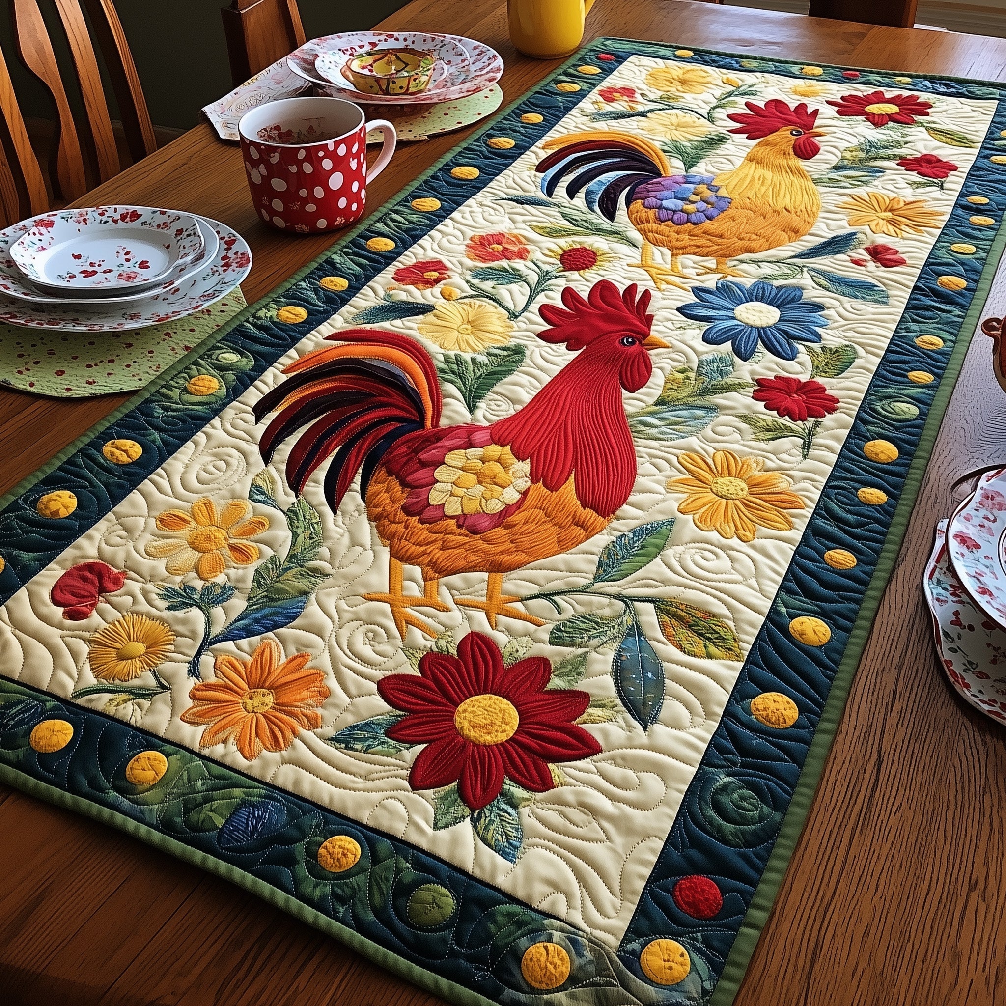 Joyful Chicken Farm Quilted Table Runner GFTOHD2955 – Patchique Store