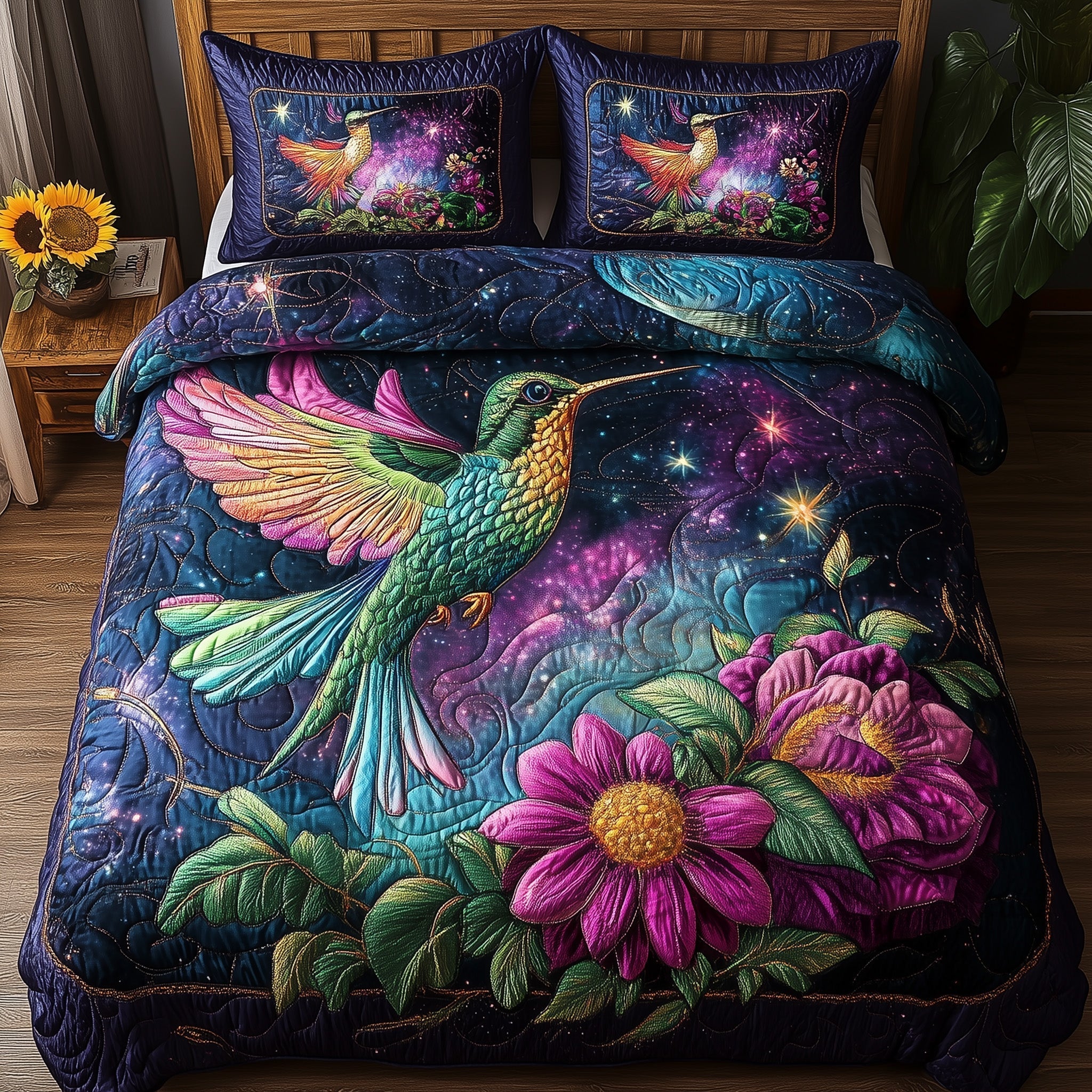 Stellar Hummingbird 3-Piece Quilted Bedding Set GFTOHD5190 – Patchique ...