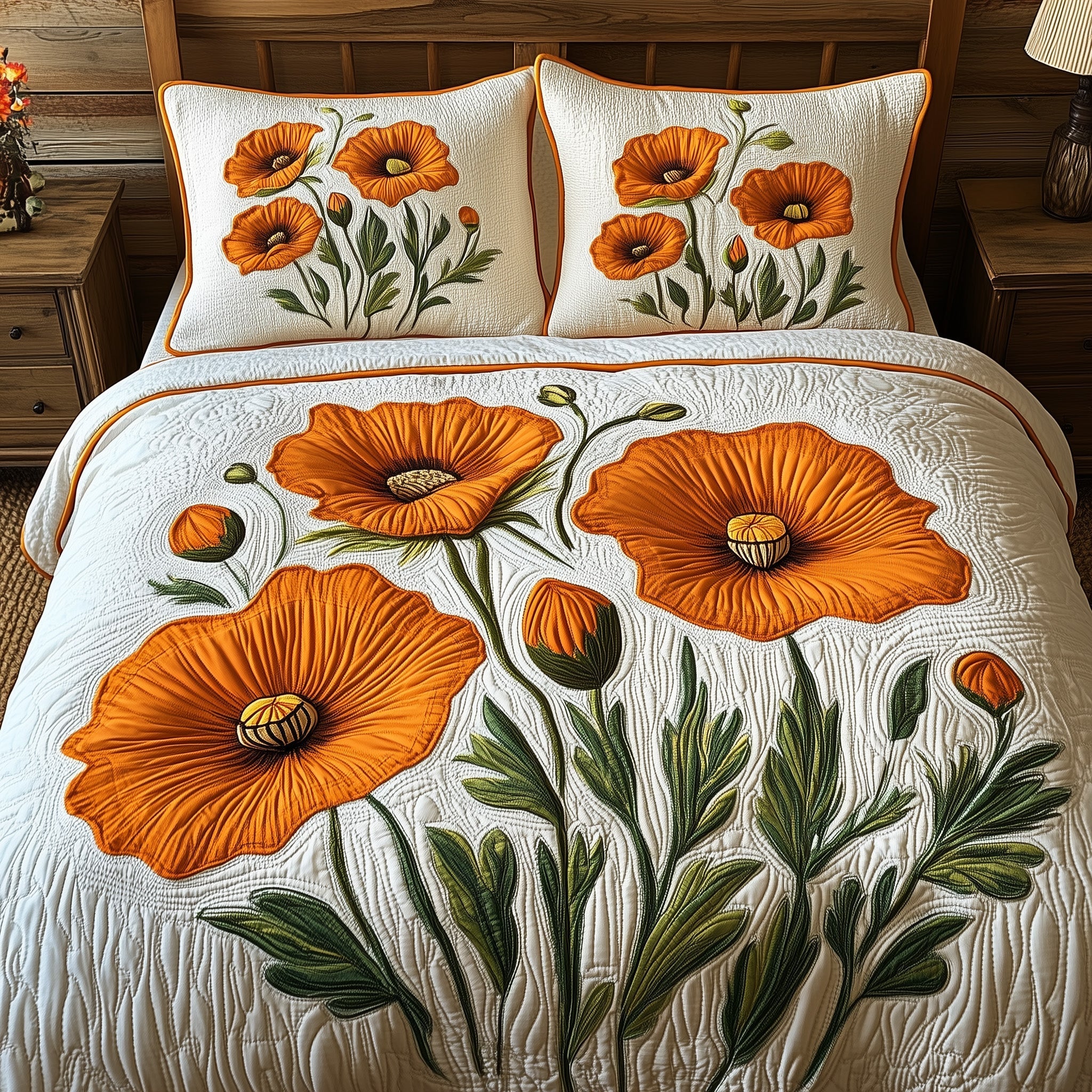 The Golden State Flower 3-Piece Quilted Bedding Set GFTOHD6098 ...