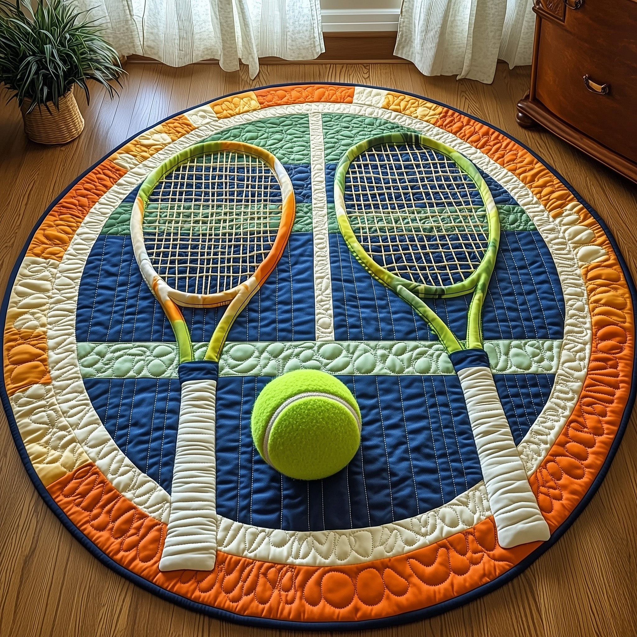 Tennis Time Quilted Round Mat GFTOHD7832 – Patchique Store