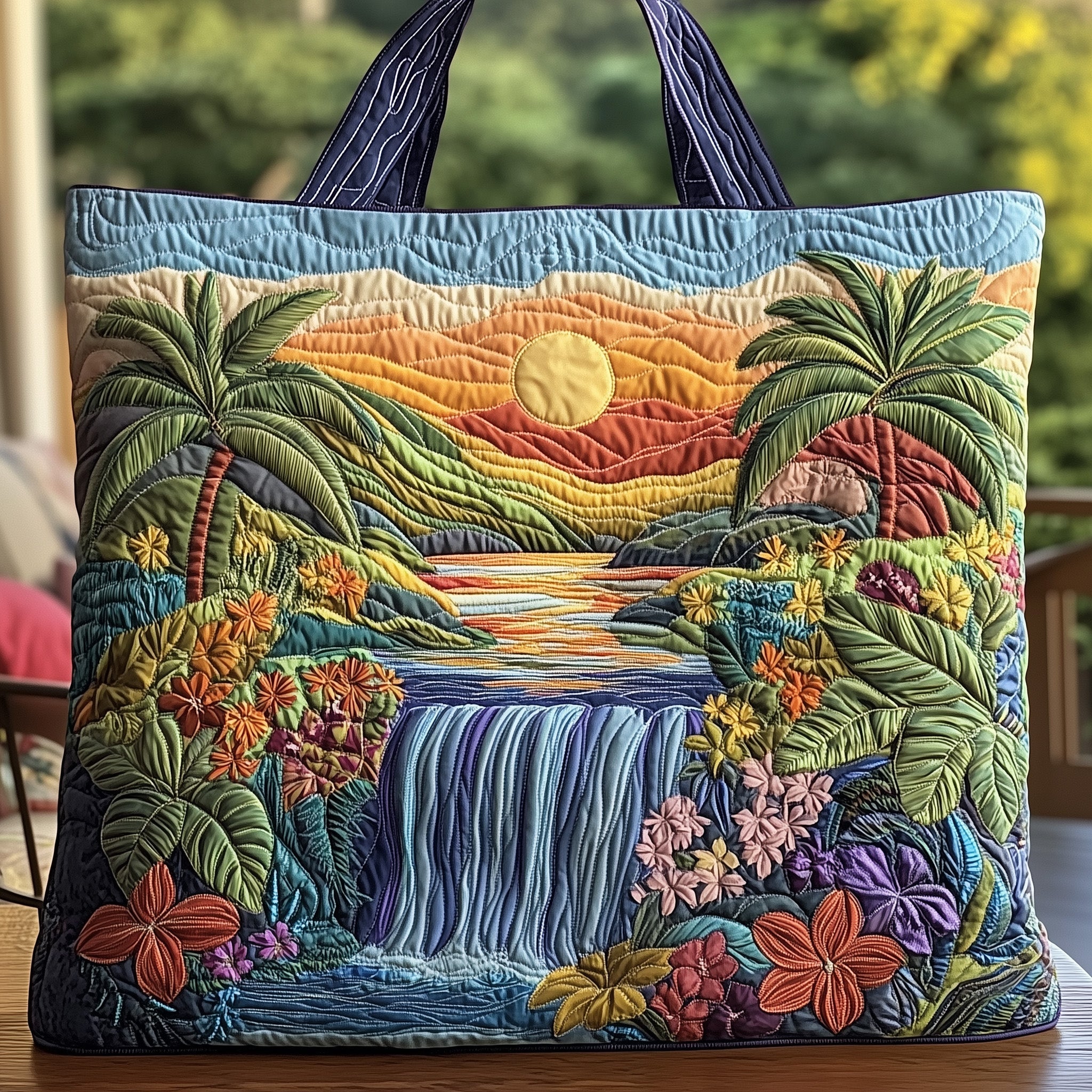 Tropical Waterfall Quilted Tote Bag GFTOHD7993 – Patchique Store
