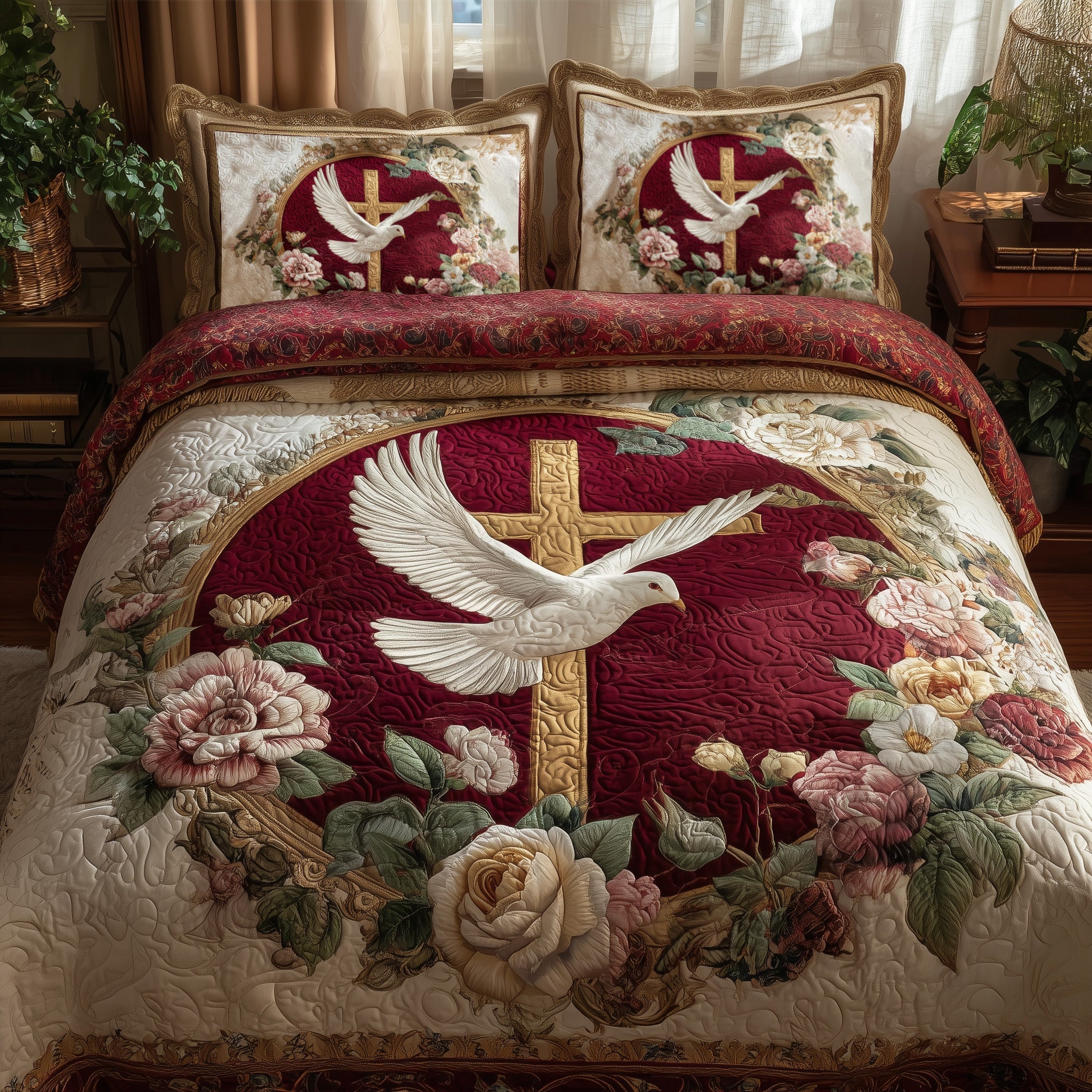 Peaceful Cross 3-Piece Quilted Bedding Set GFTOHD8511 – Patchique Store