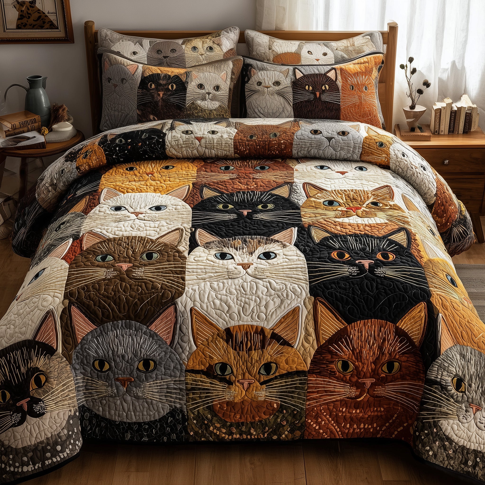 Cat 3-Piece Quilted Bedding Set GFTOMA2065 – Patchique Store