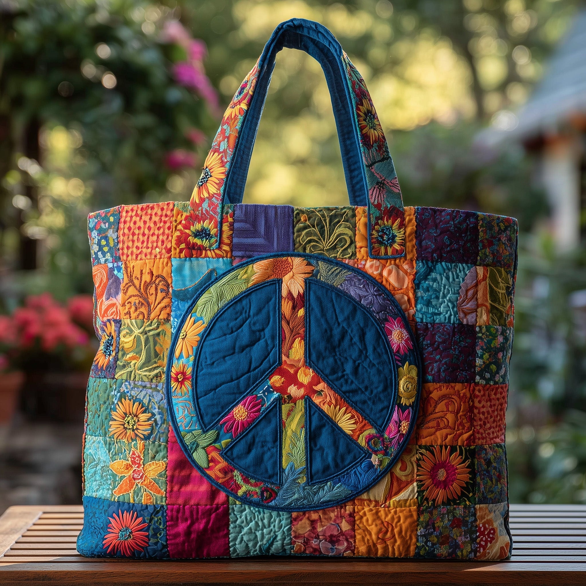Peace Sign Quilted Tote Bag GFTOMA2607 – Patchique Store