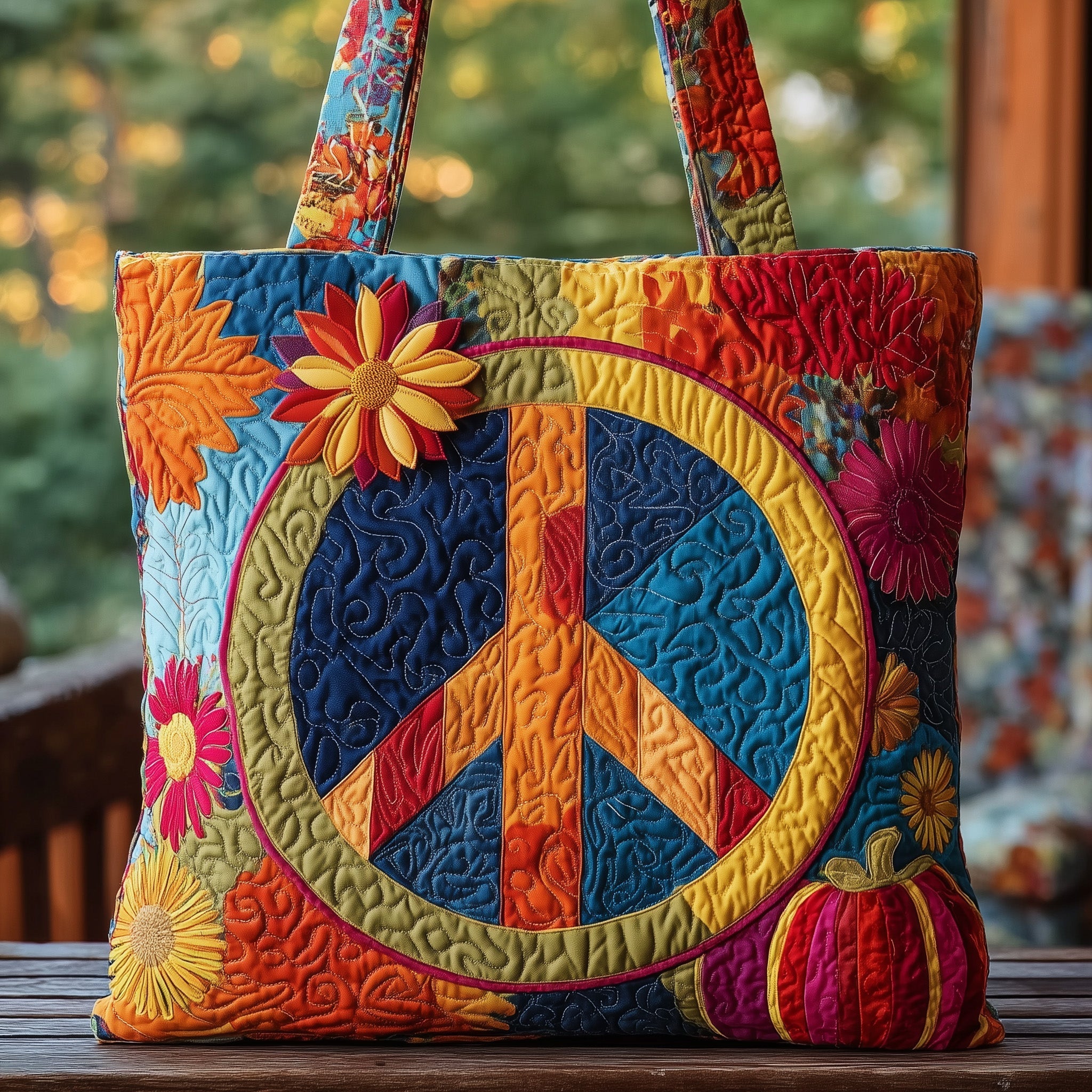 Peace Sign Quilted Tote Bag GFTOMA2608 – Patchique Store