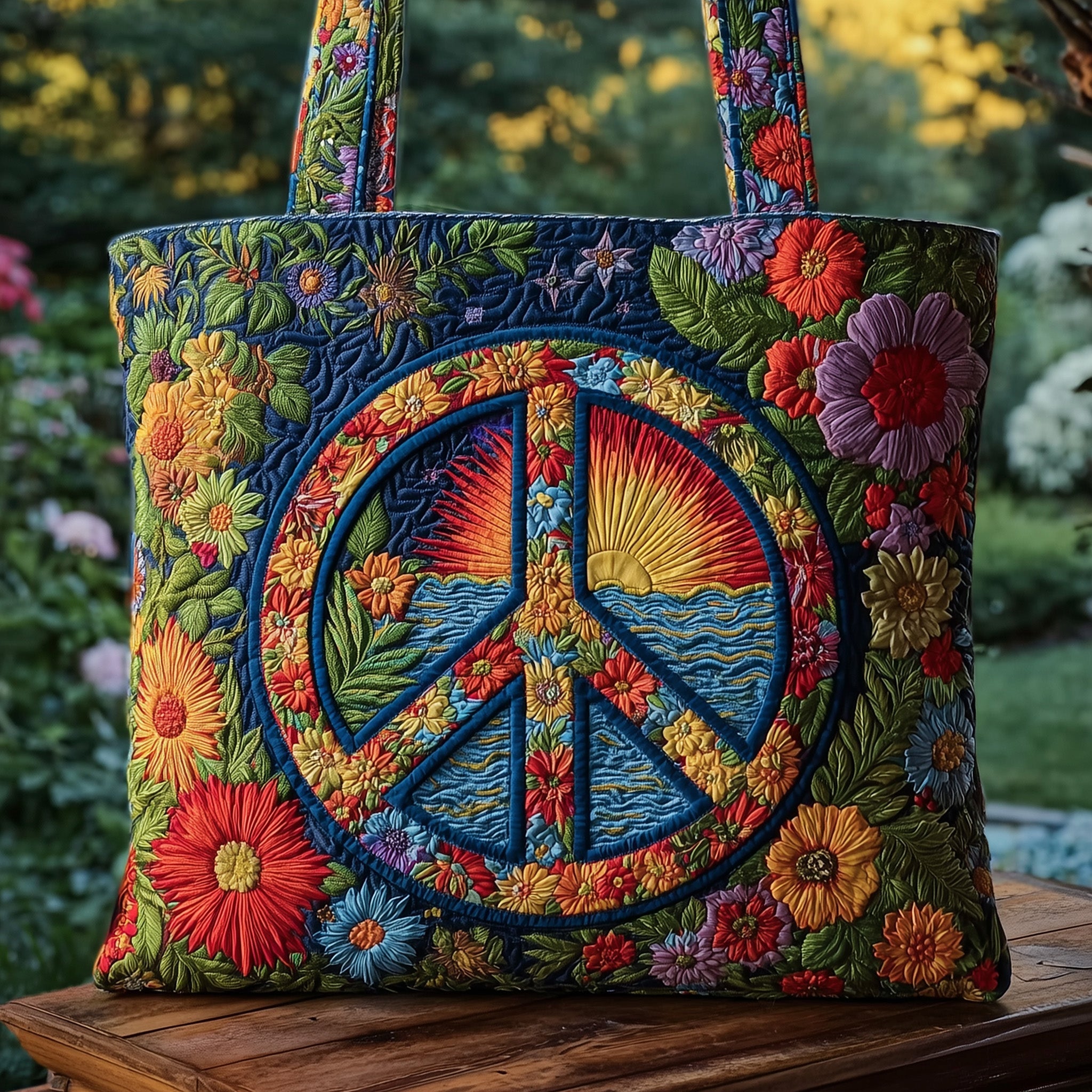 Peace Sign Quilted Tote Bag GFTOMA2609 – Patchique Store