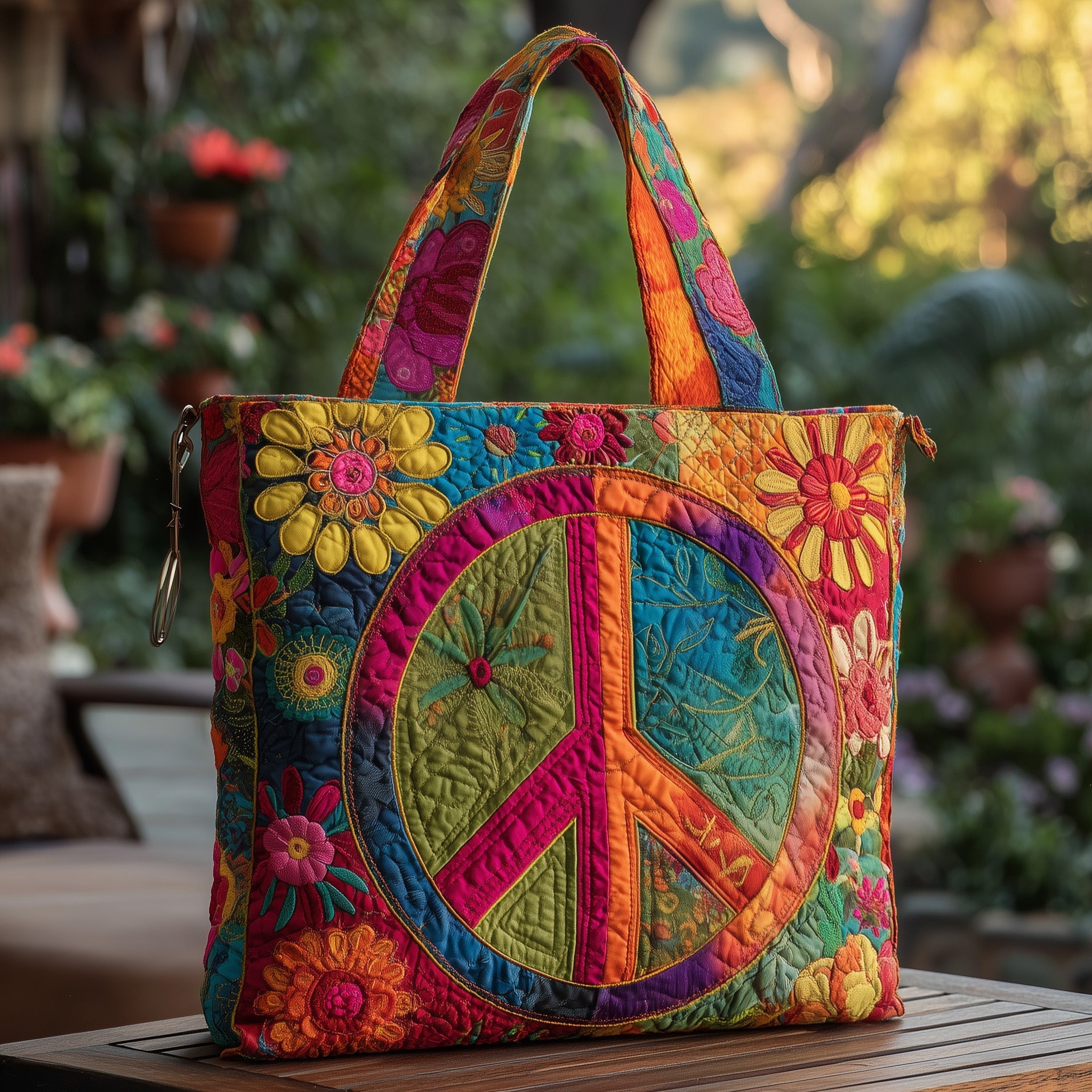 Peace Sign Quilted Tote Bag GFTOMA2610 – Patchique Store