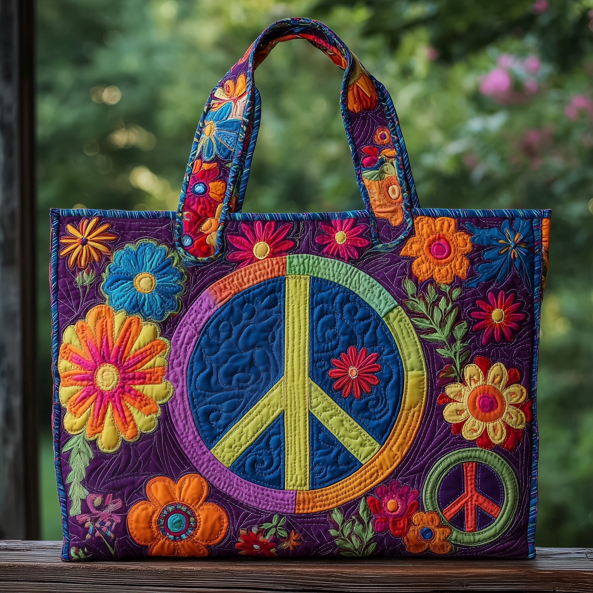 Peace Sign Quilted Tote Bag GFTOMA2611 – Patchique Store