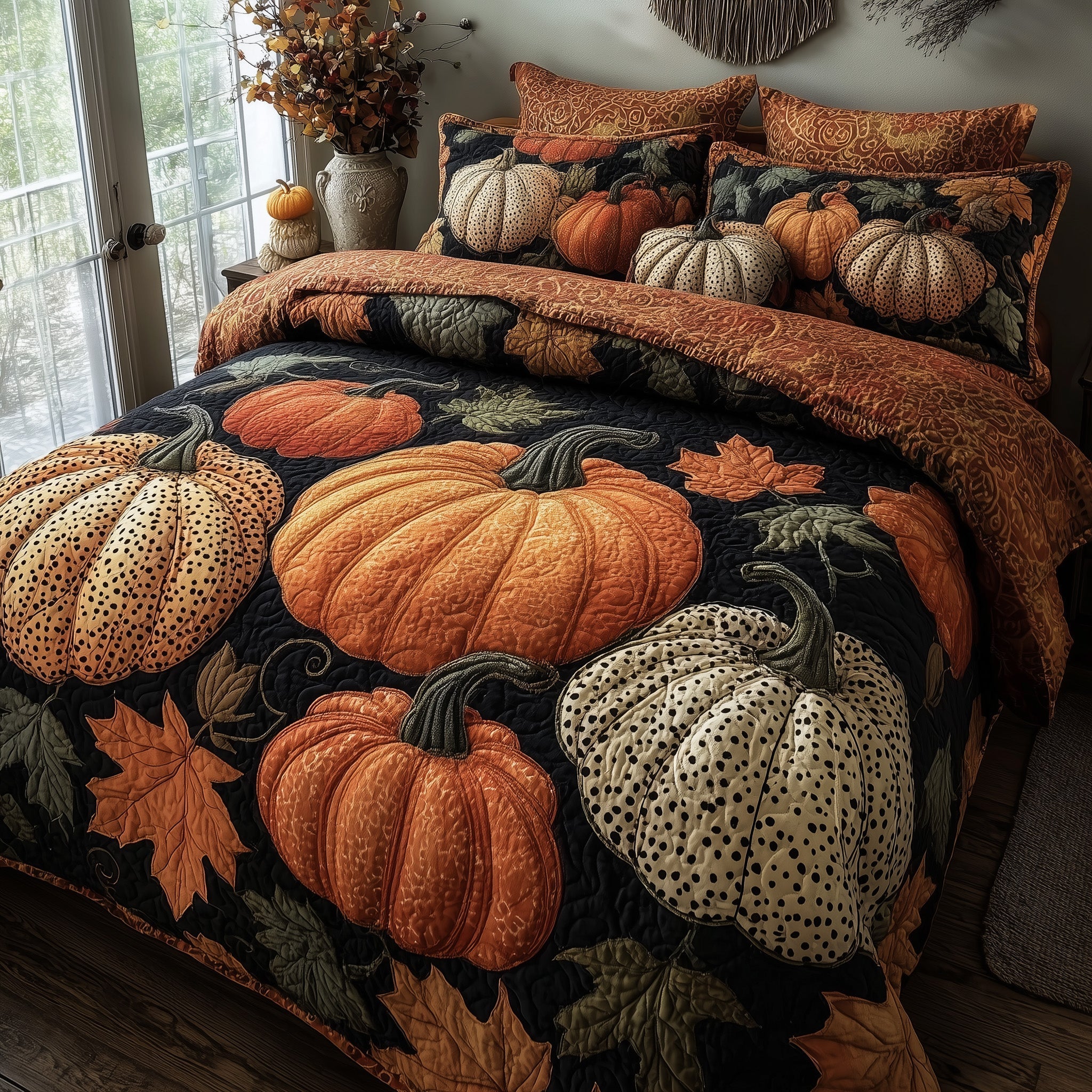 Pumpkin Delight 3-Piece Quilted Bedding Set GFTOMA3723 – Patchique Store