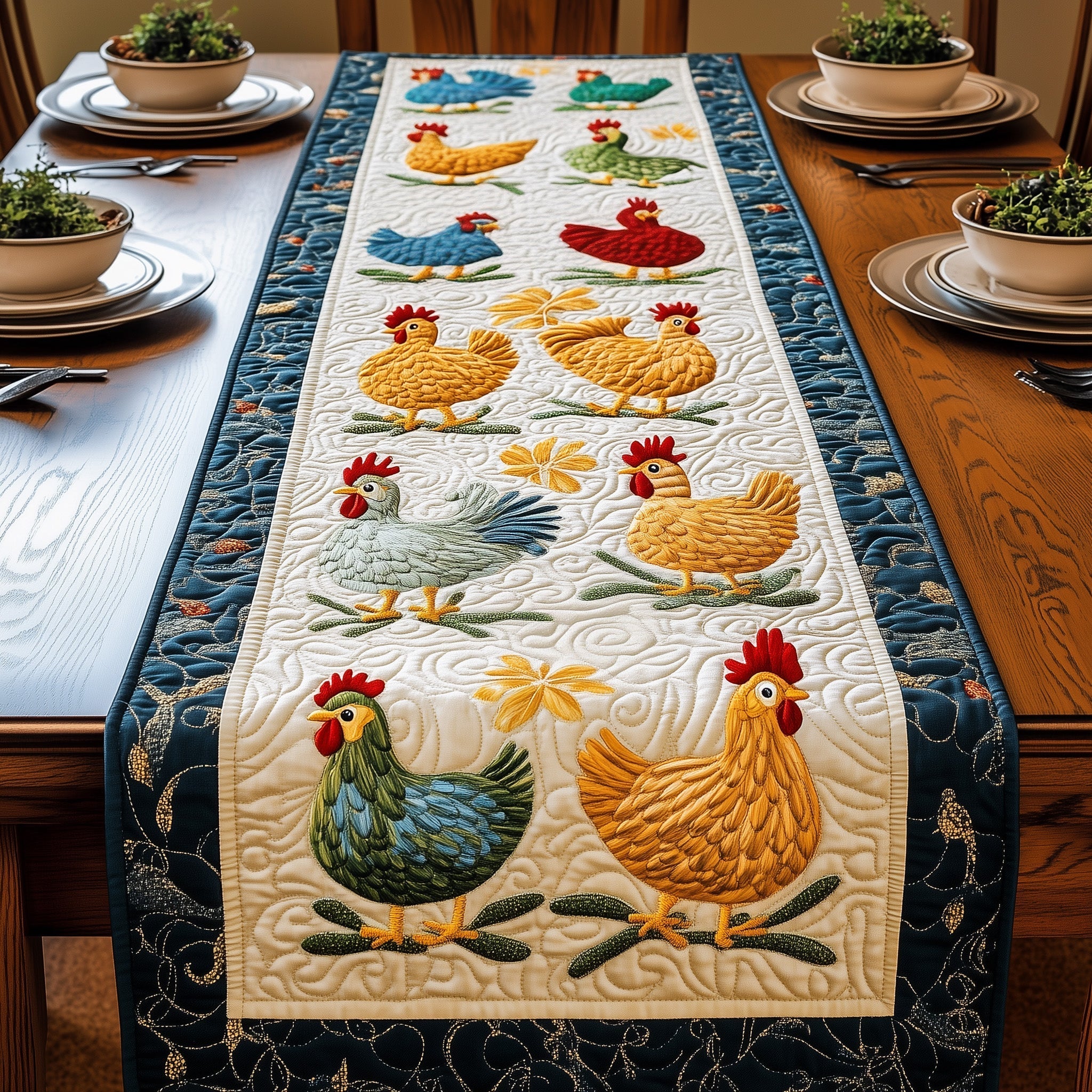 Chicken Quilted Table Runner GFTOMA539 – Patchique Store