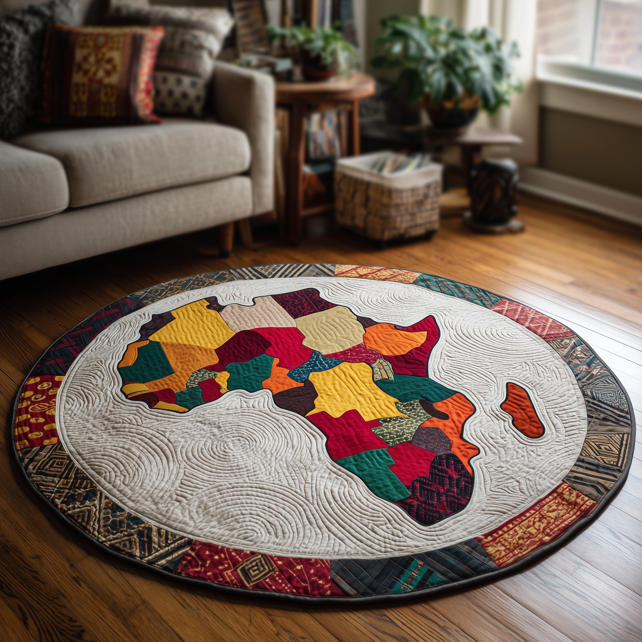 African Sunlight Quilted Round Mat GFTOMA6018 – Patchique Store