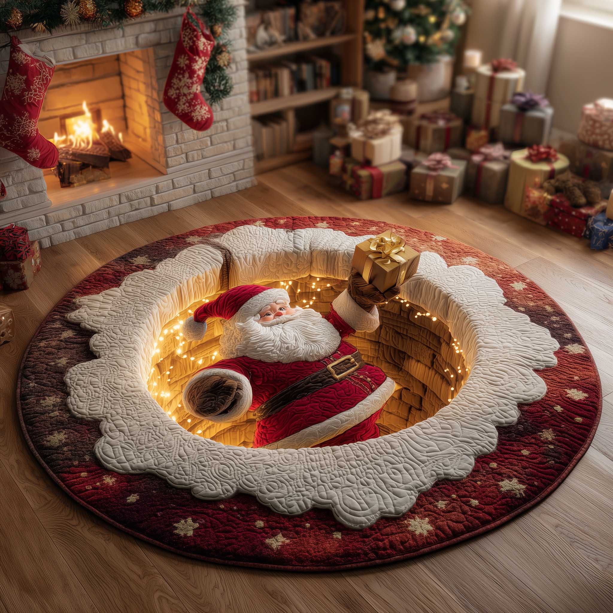 Jolly Santa Quilted Round Mat GFTOMA6507 – Patchique Store