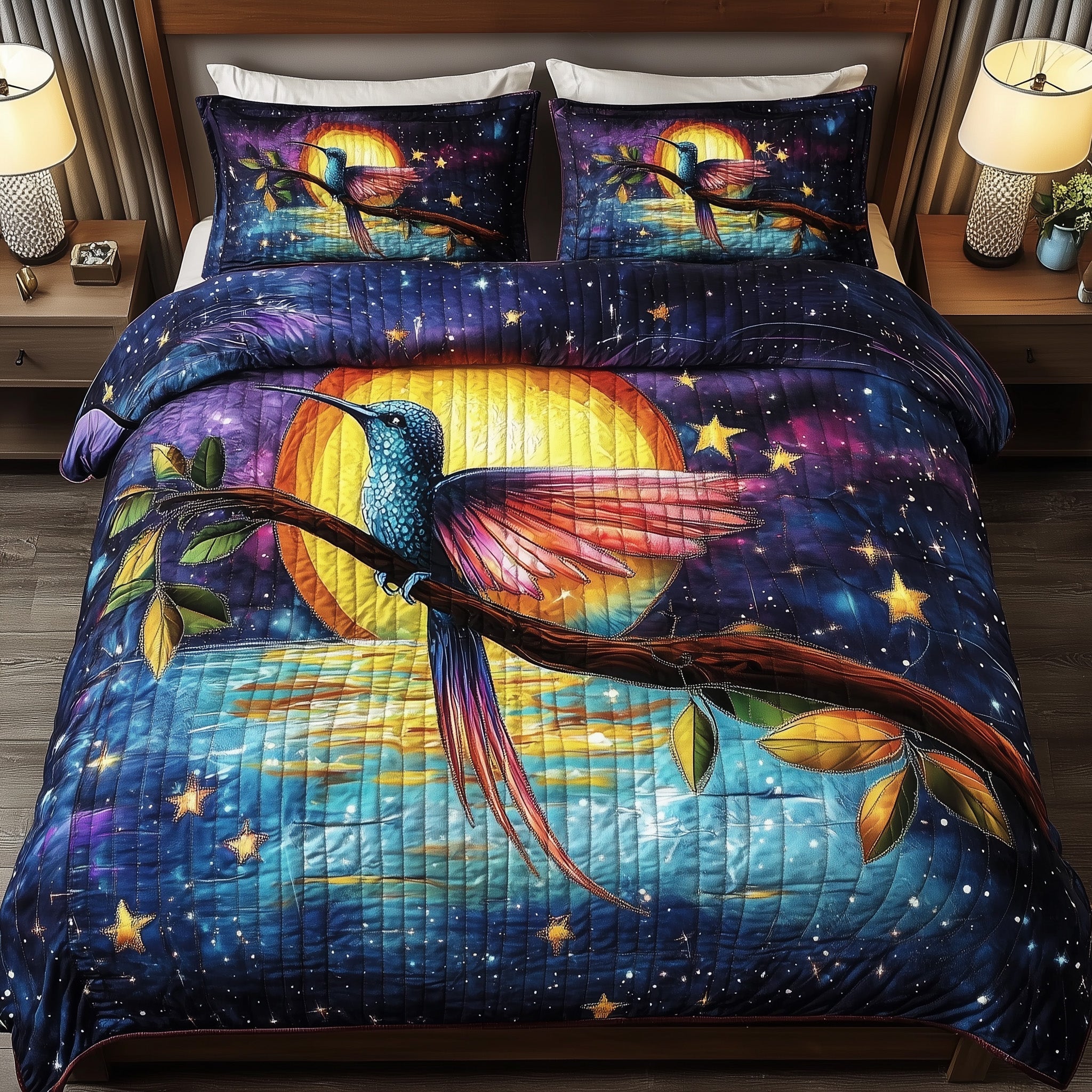 Dreamy Hummingbird 3-Piece Quilted Bedding Set GFTOMA785 – Patchique Store