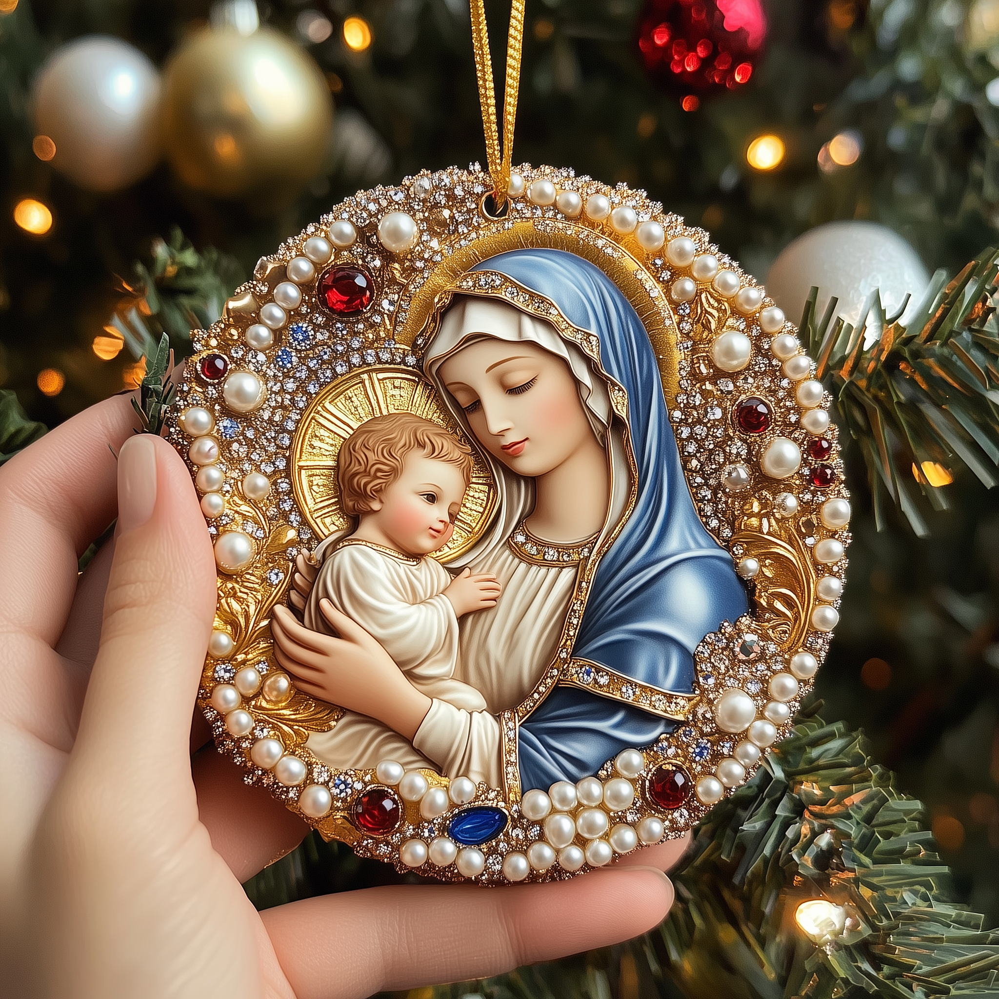 Virgin Mary And Baby Jesus Mica Ornament GFTONL1296 – Patchique Store