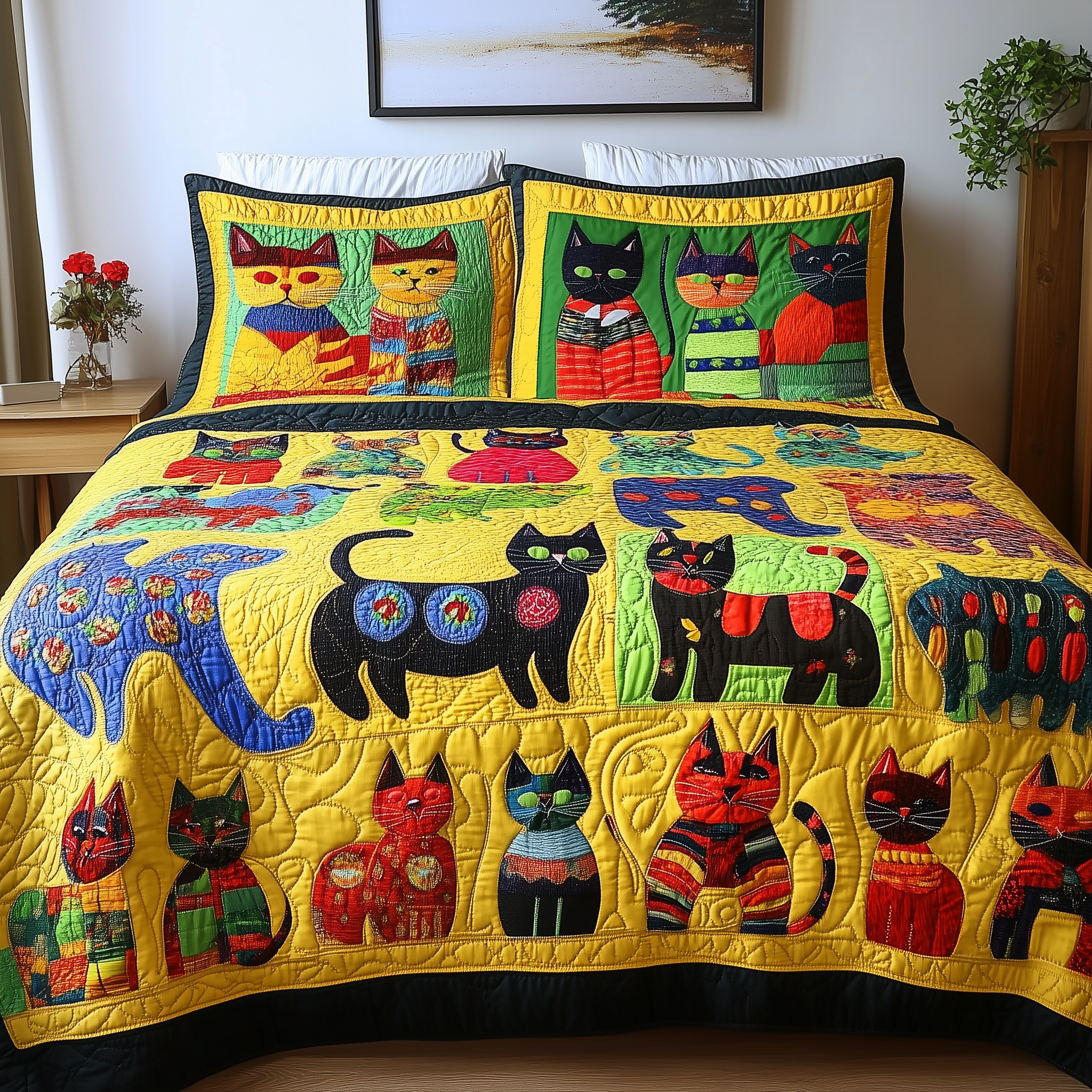 Funky Cats 3-Piece Quilted Bedding Set GFTONL1934 – Patchique Store