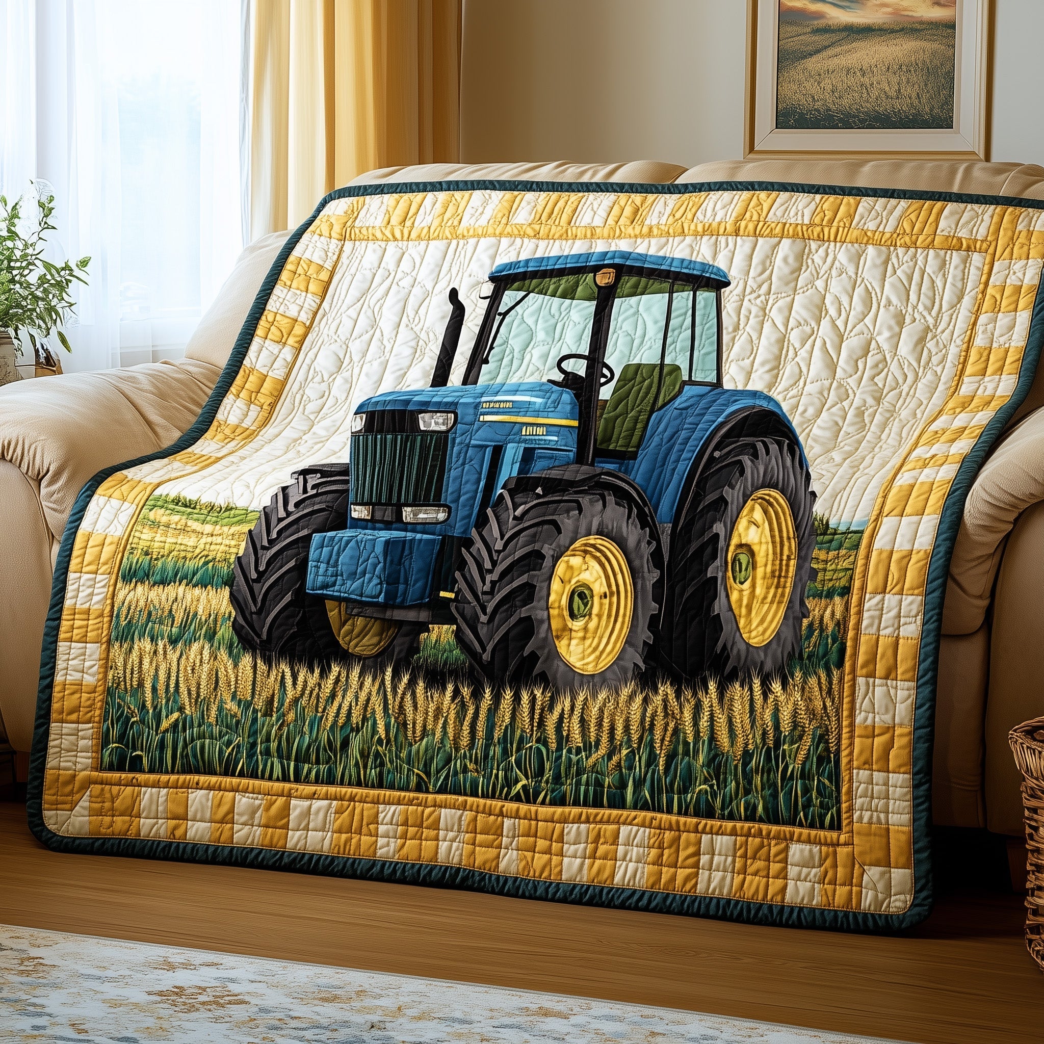 Harvest Trail Tractor Quilted Blanket GFTONL2827 – Patchique Store