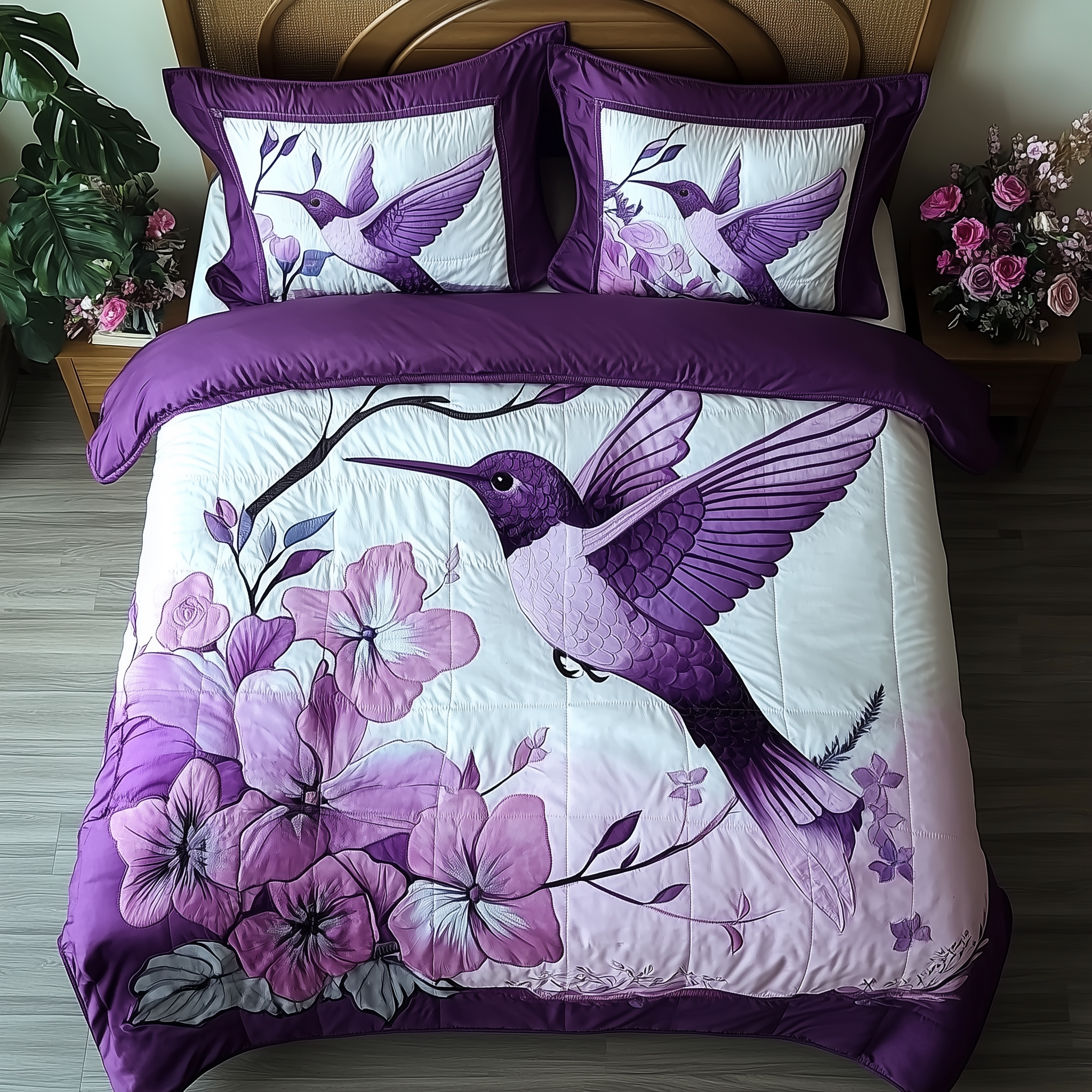 Hummingbird 3-Piece Quilted Bedding Set GFTONL296 – Patchique Store