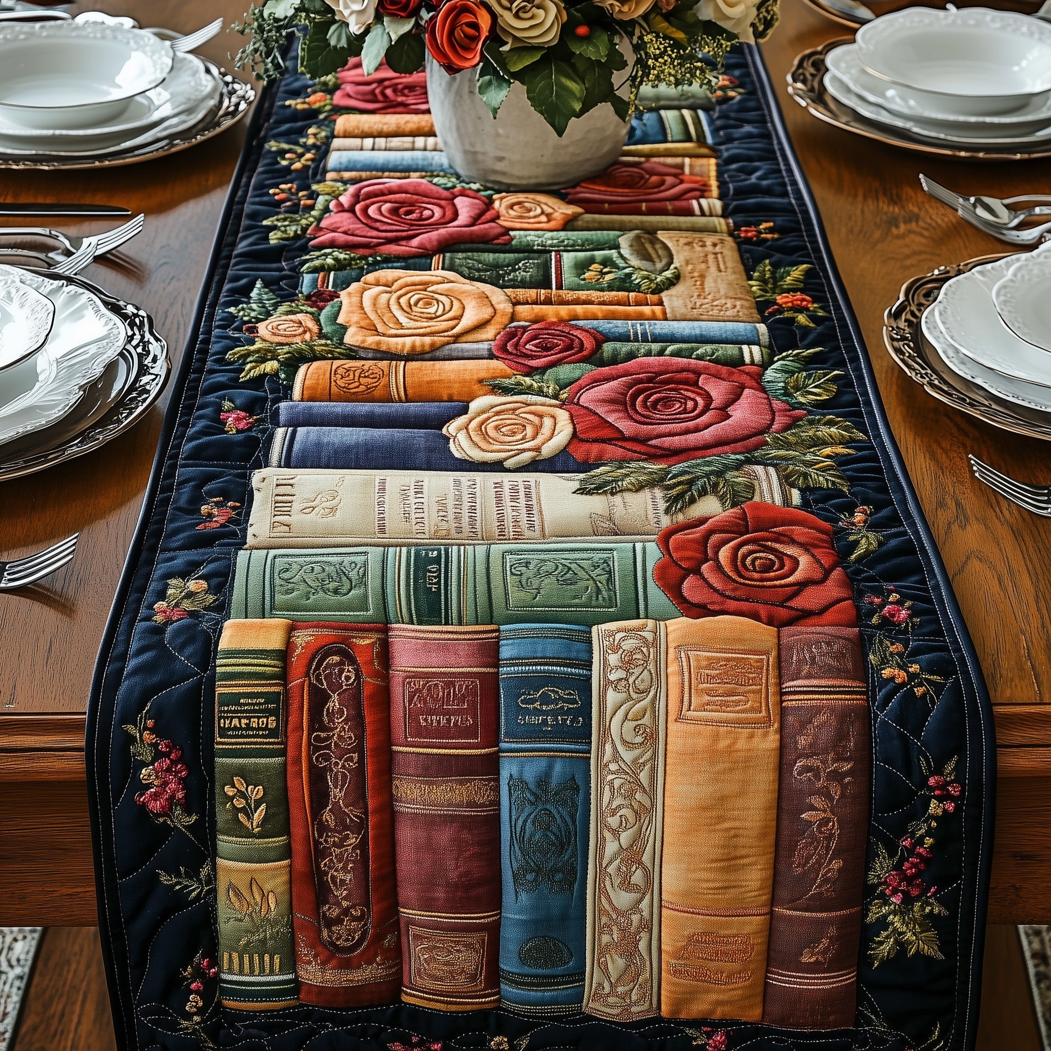 Floral Books Quilted Table Runner GFTONL3640 – Patchique Store