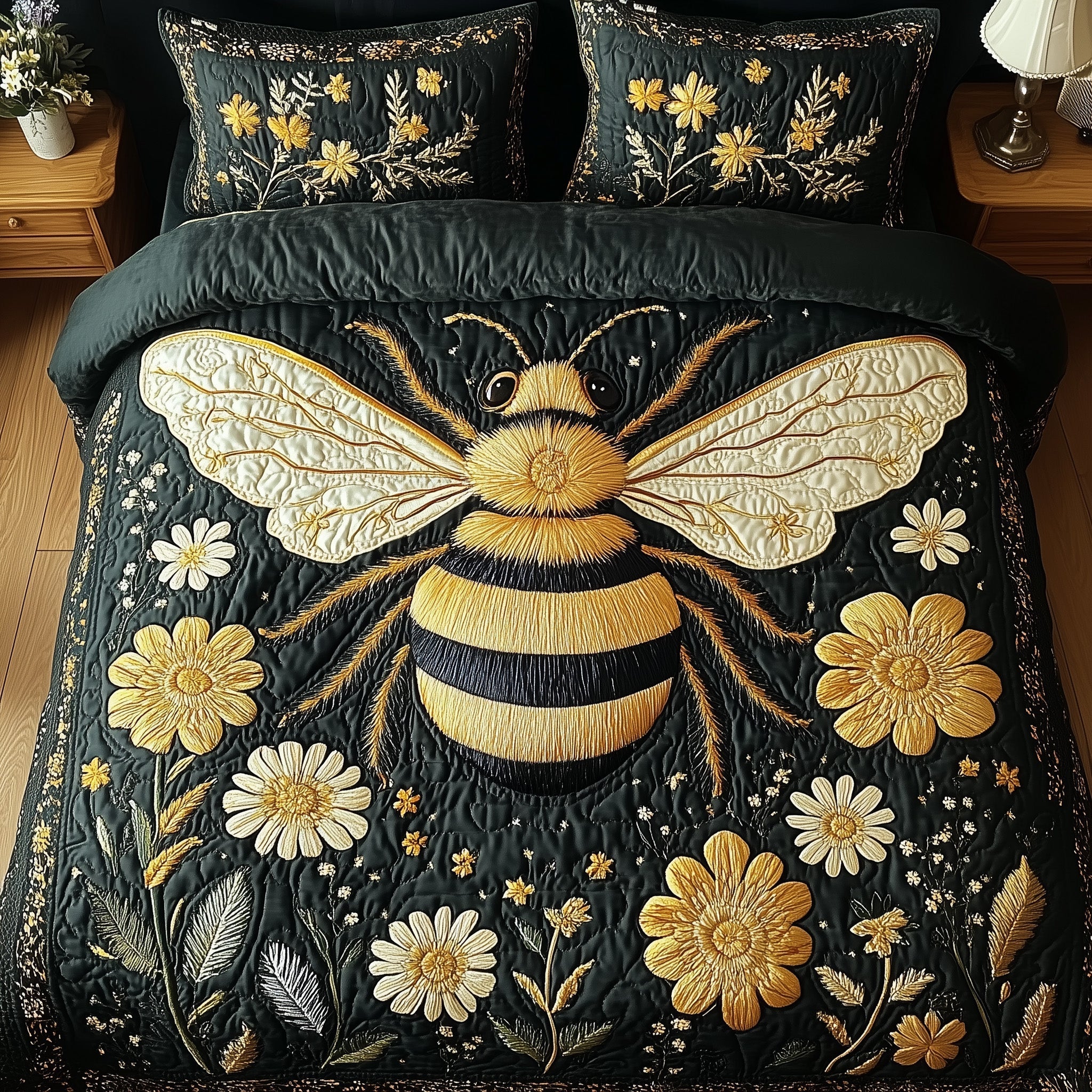 Floral Bee 3-Piece Quilted Bedding Set GFTONL3751 – Patchique Store
