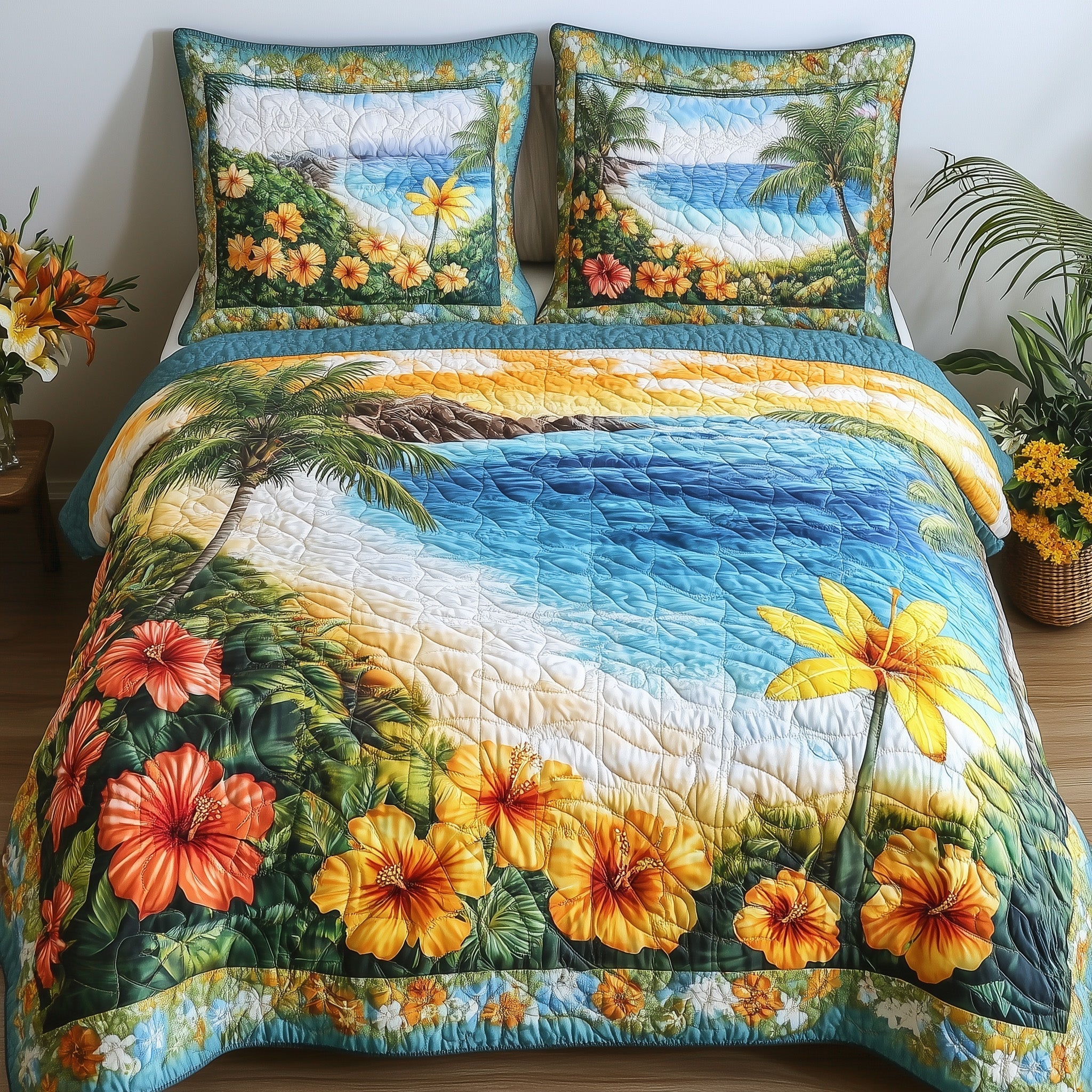 Aloha Beach 3-Piece Quilted Bedding Set GFTONL3841 – Patchique Store