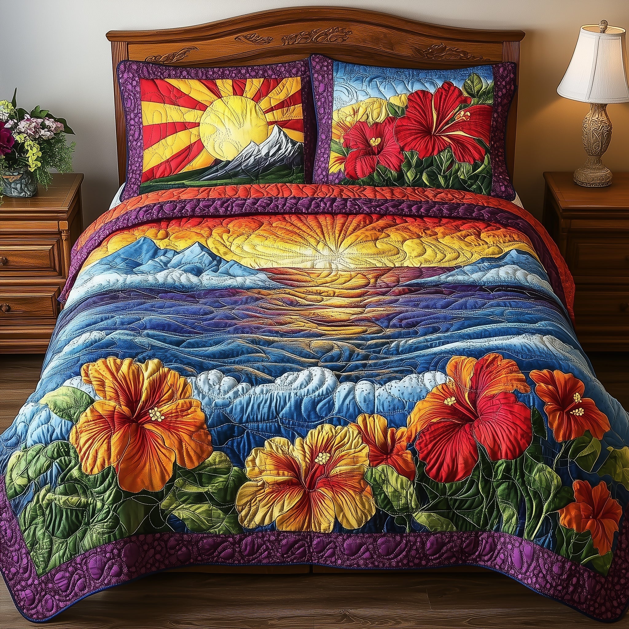 Floral Paradise 3-Piece Quilted Bedding Set GFTONL3872 – Patchique Store