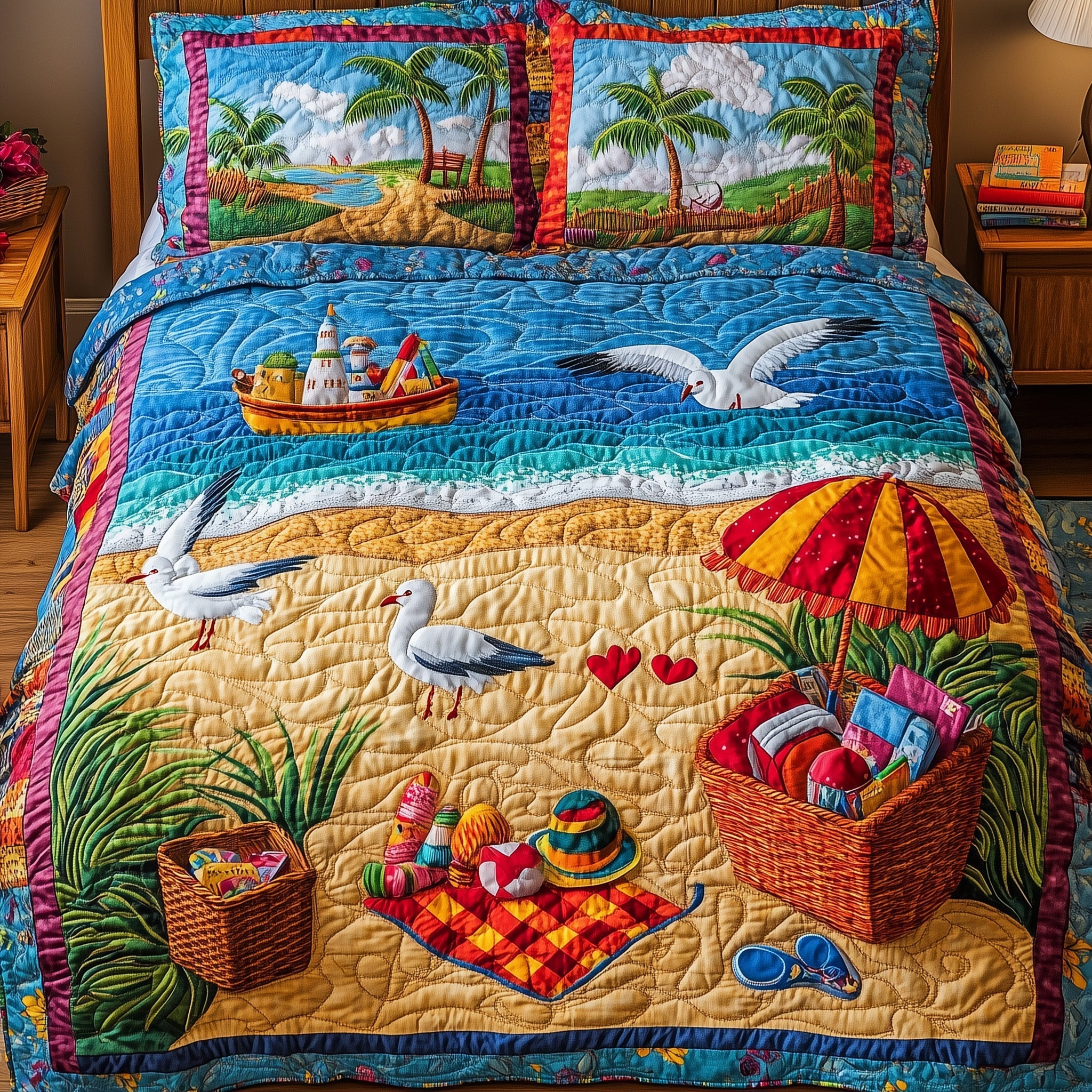 A Day At The Beach 3-Piece Quilted Bedding Set GFTONL3898 – Patchique Store