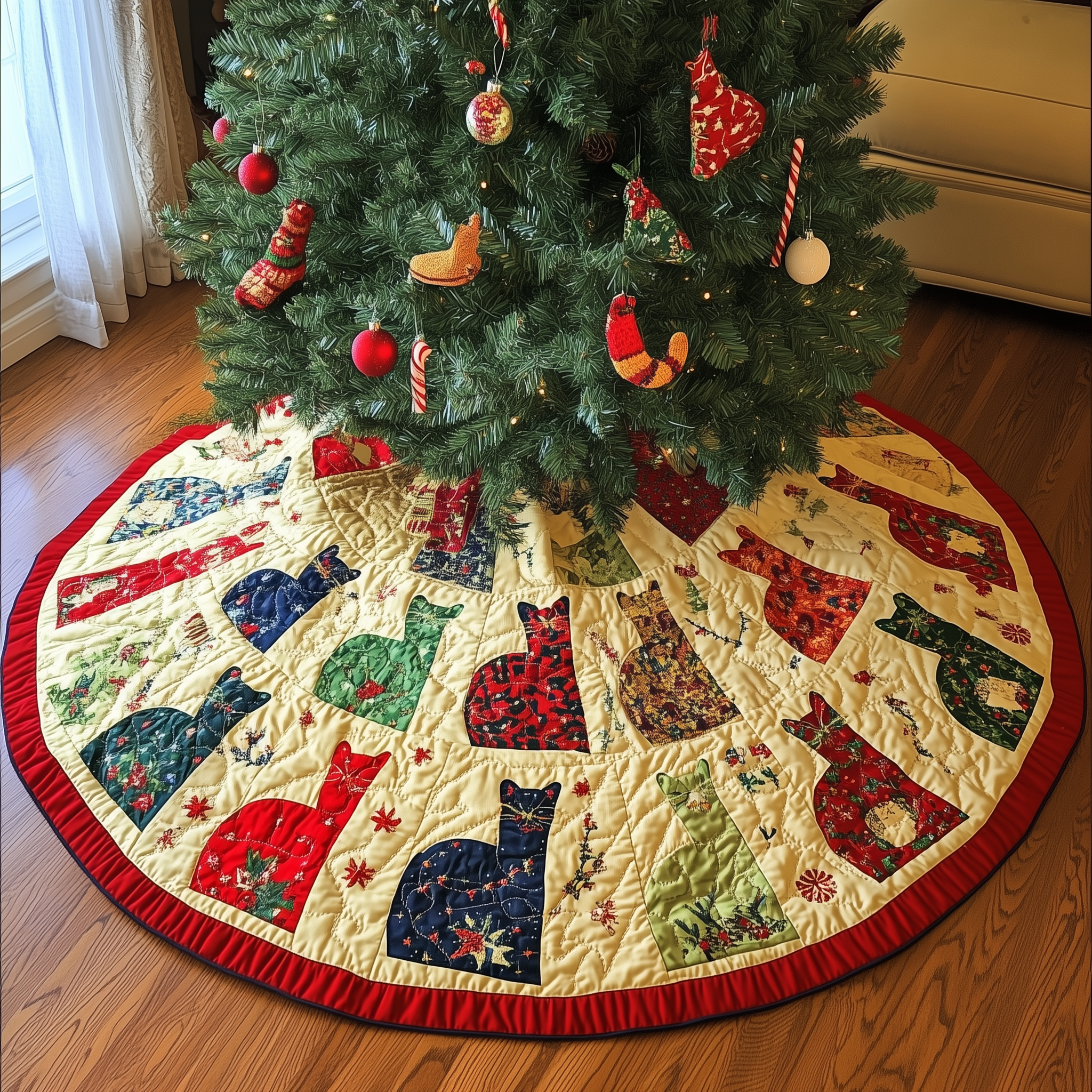 Playful Cat Quilted Tree Skirt GFTONL407 – Patchique Store