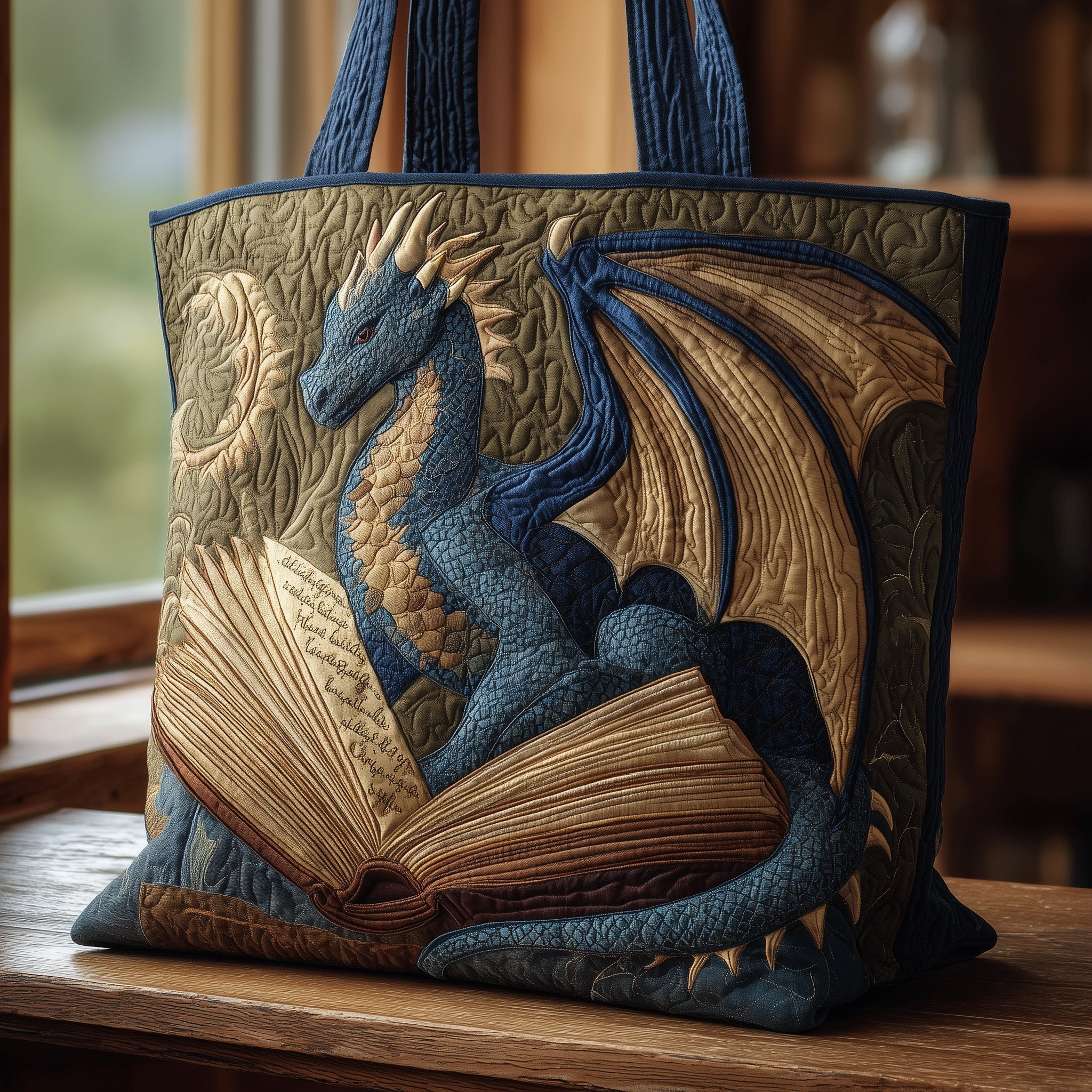 Rustic Bookish Dragon Quilted Tote Bag GFTONL5729 – Patchique Store