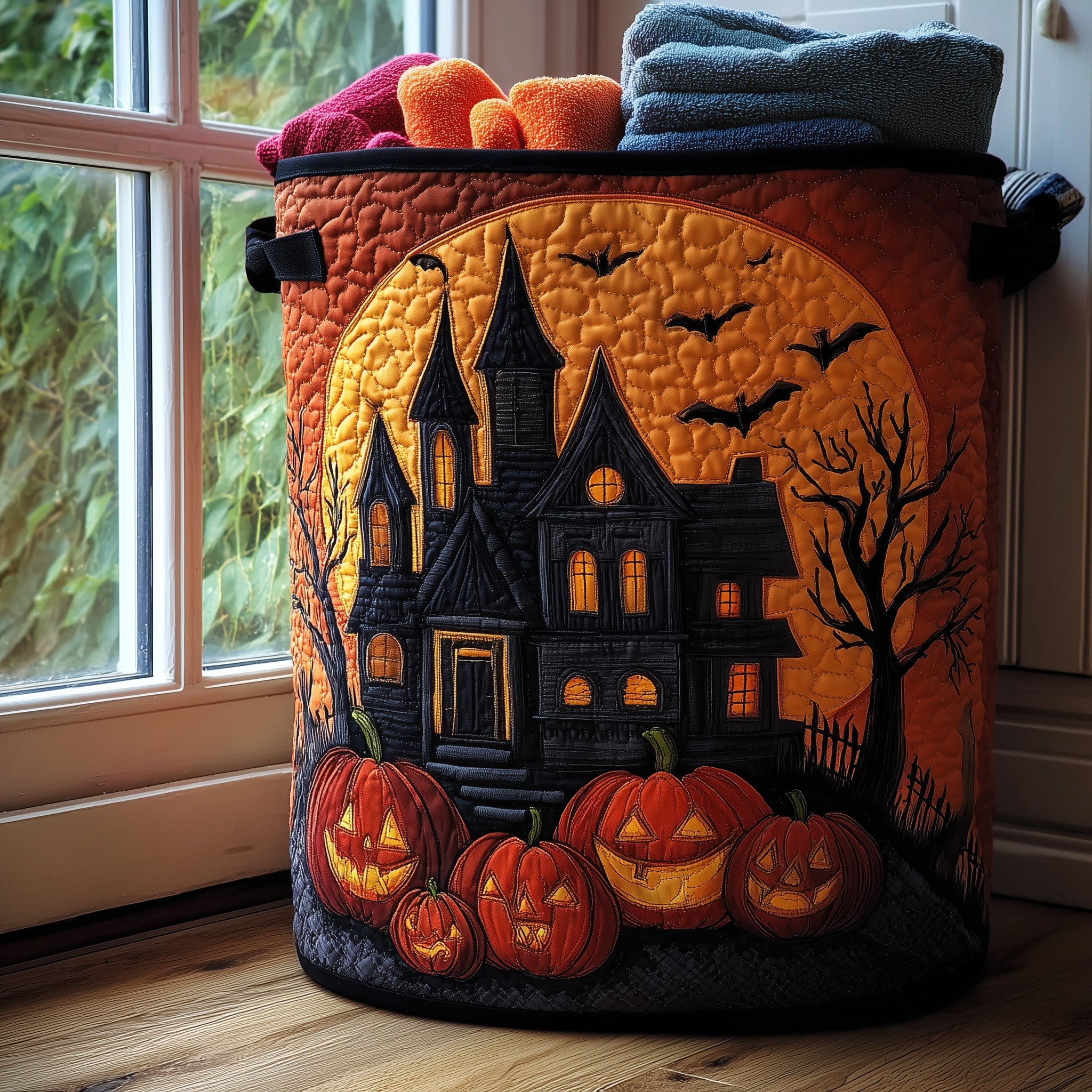 Moonlit Haunted House Quilted Laundry Basket GFTONL5962 – Patchique Store