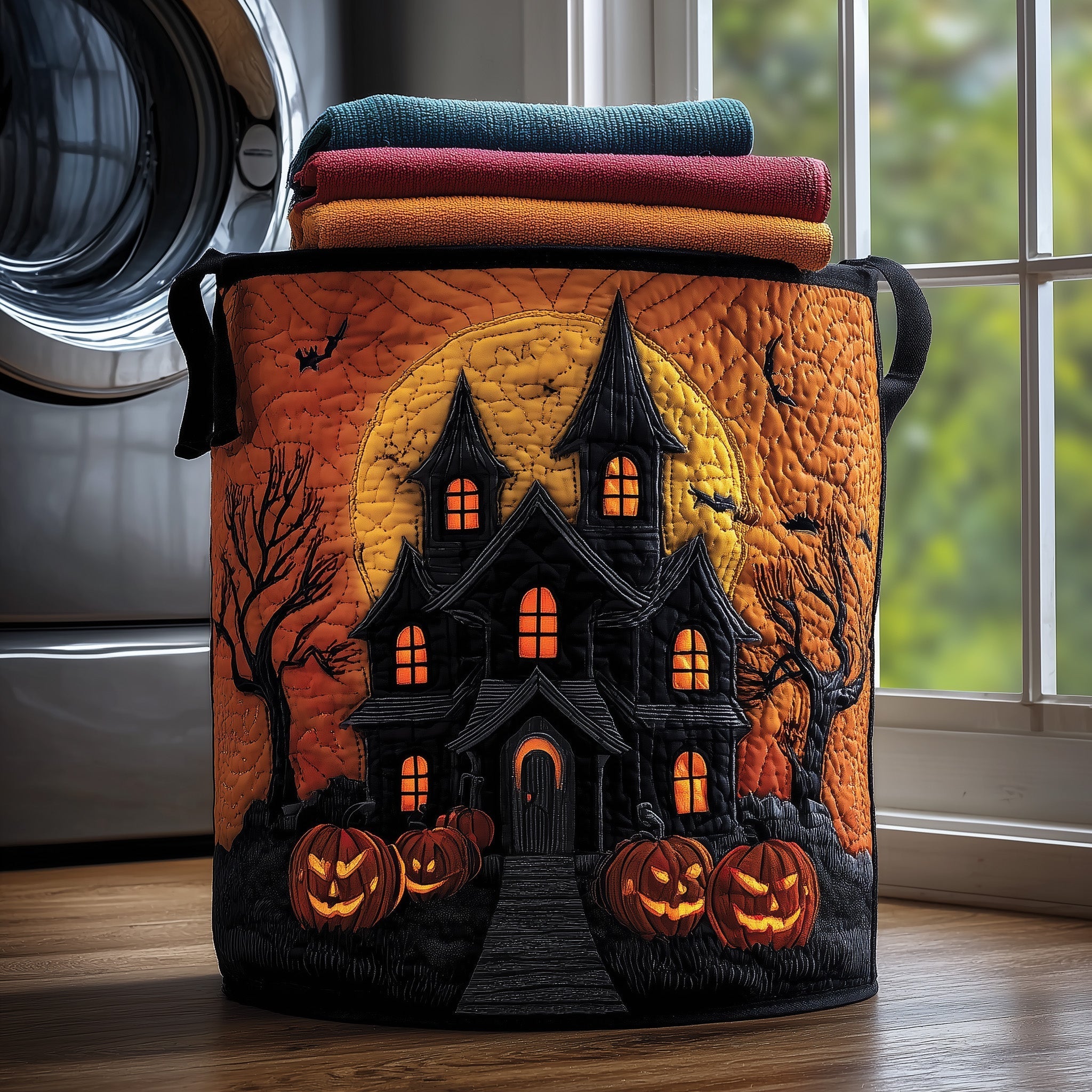 Midnight Haunted House Quilted Laundry Basket GFTONL5963 – Patchique Store