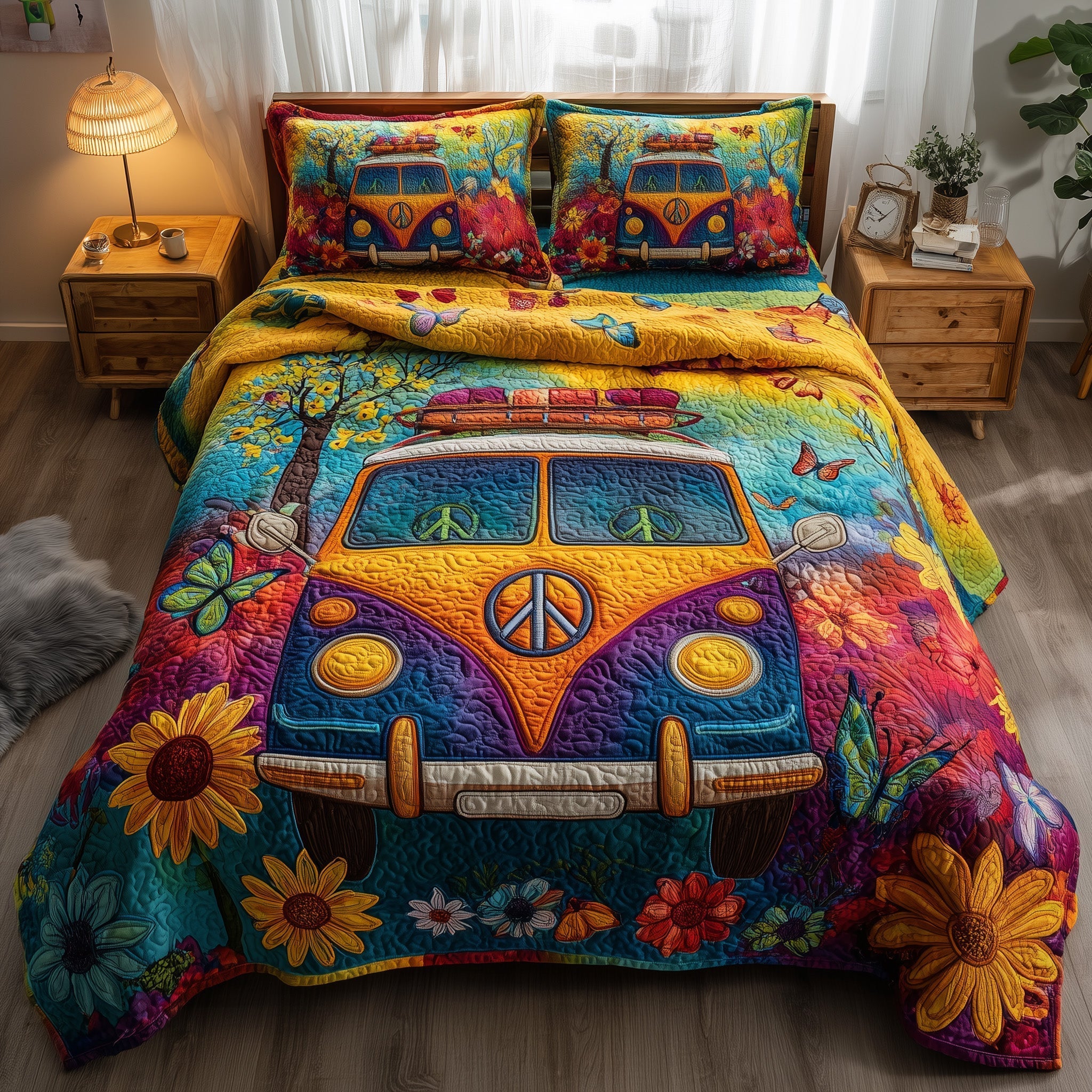 Hippie Van 3-Piece Quilted Bedding Set GFTONL6053 – Patchique Store