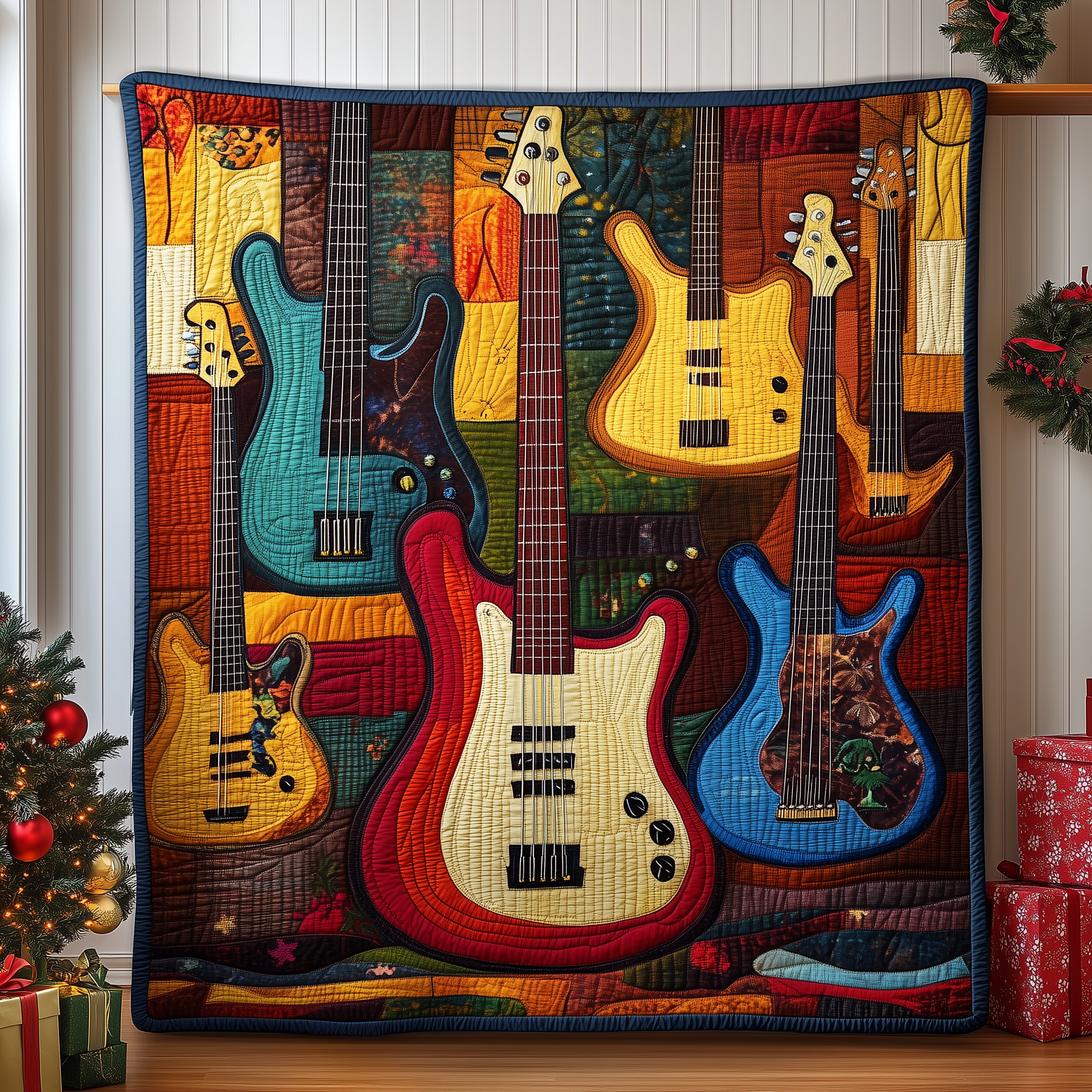 Vintage Bass Guitars Quilted Blanket GFTONL824 – Patchique Store