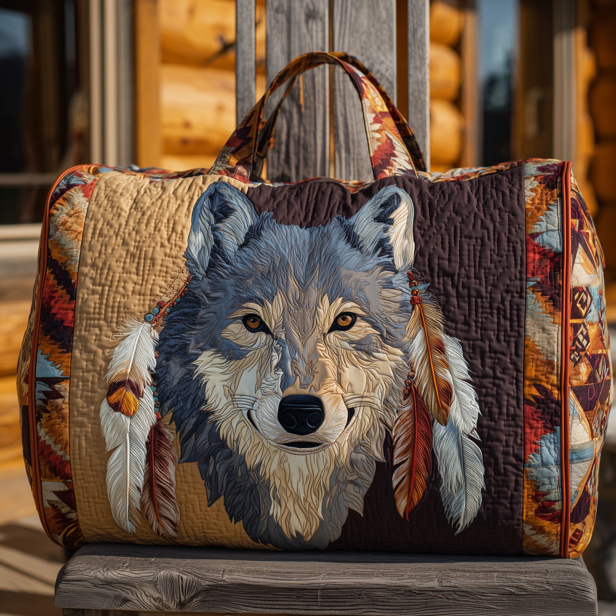 Native Wolf Quilted Duffle Bag GFTONT2451 – Patchique Store