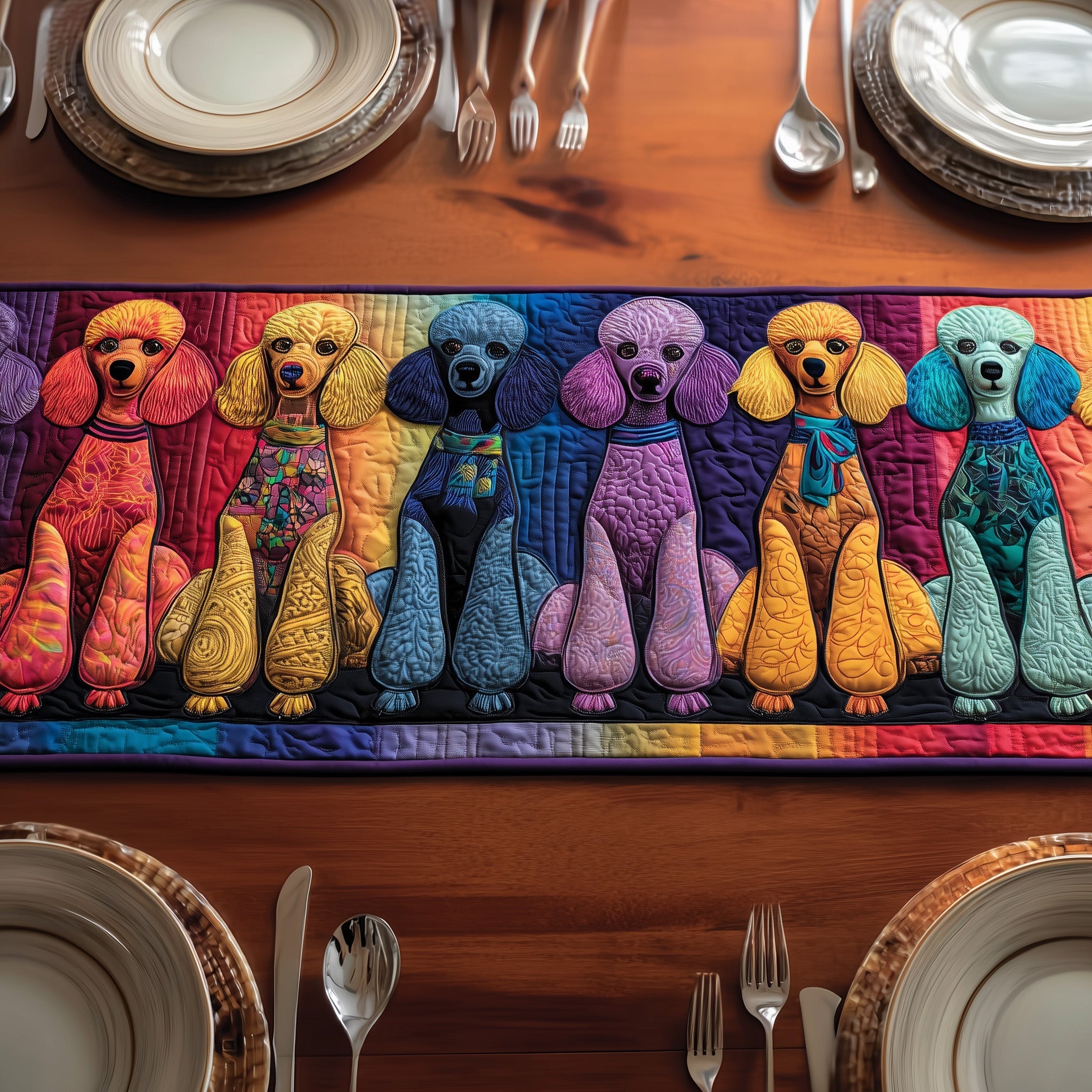 Poodle Queue Quilted Table Runner GFTONT2559 – Patchique Store
