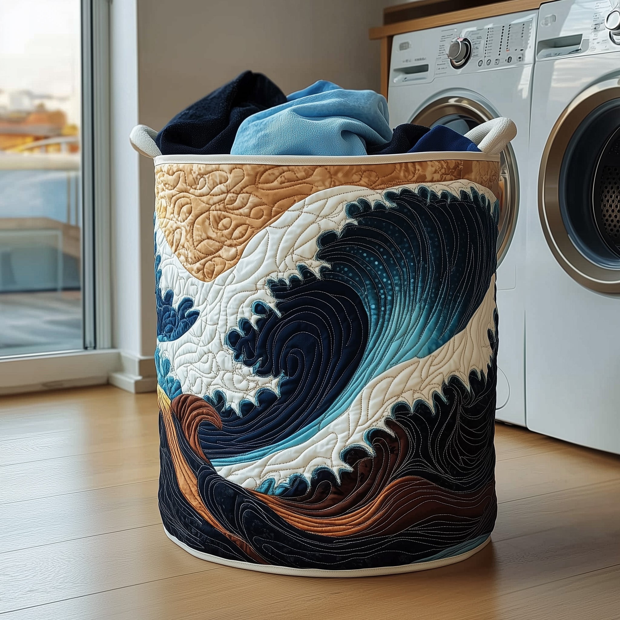 Tidal Waves Quilted Laundry Basket GFTONT3394 – Patchique Store