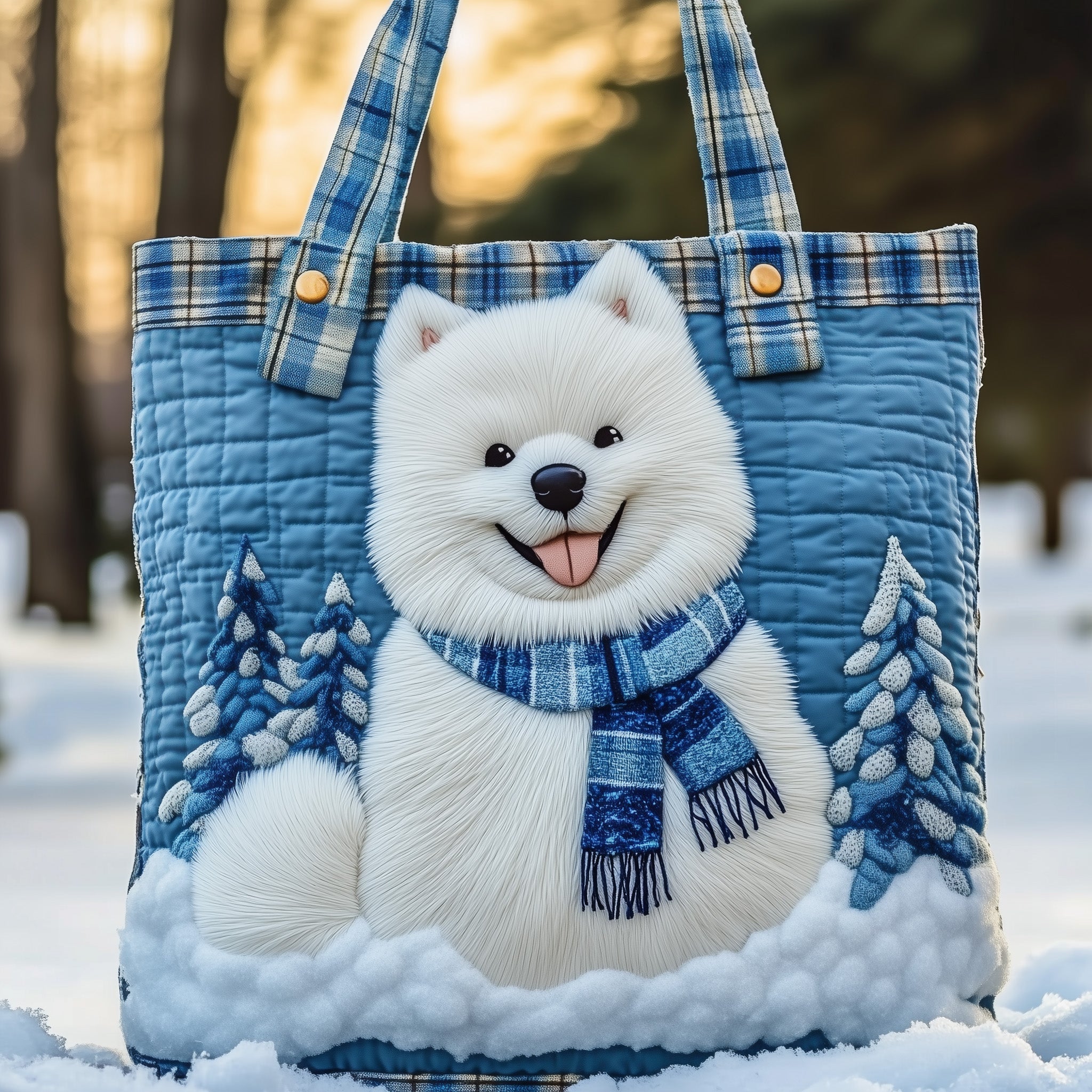 Winter Samoyed Quilted Tote Bag GFTONT3892 – Patchique Store