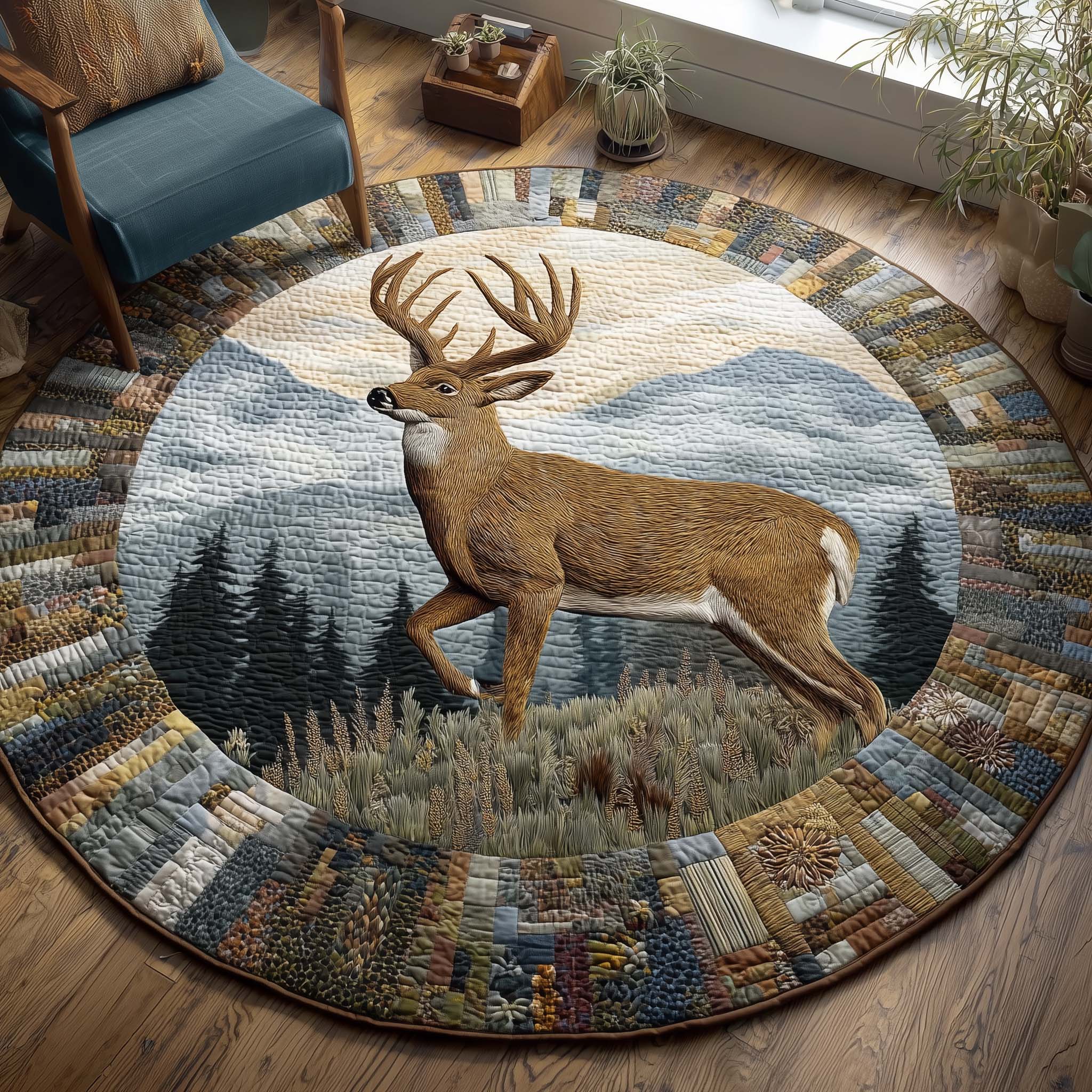 Highland Stag Quilted Round Mat GFTOQM2056 – Patchique Store