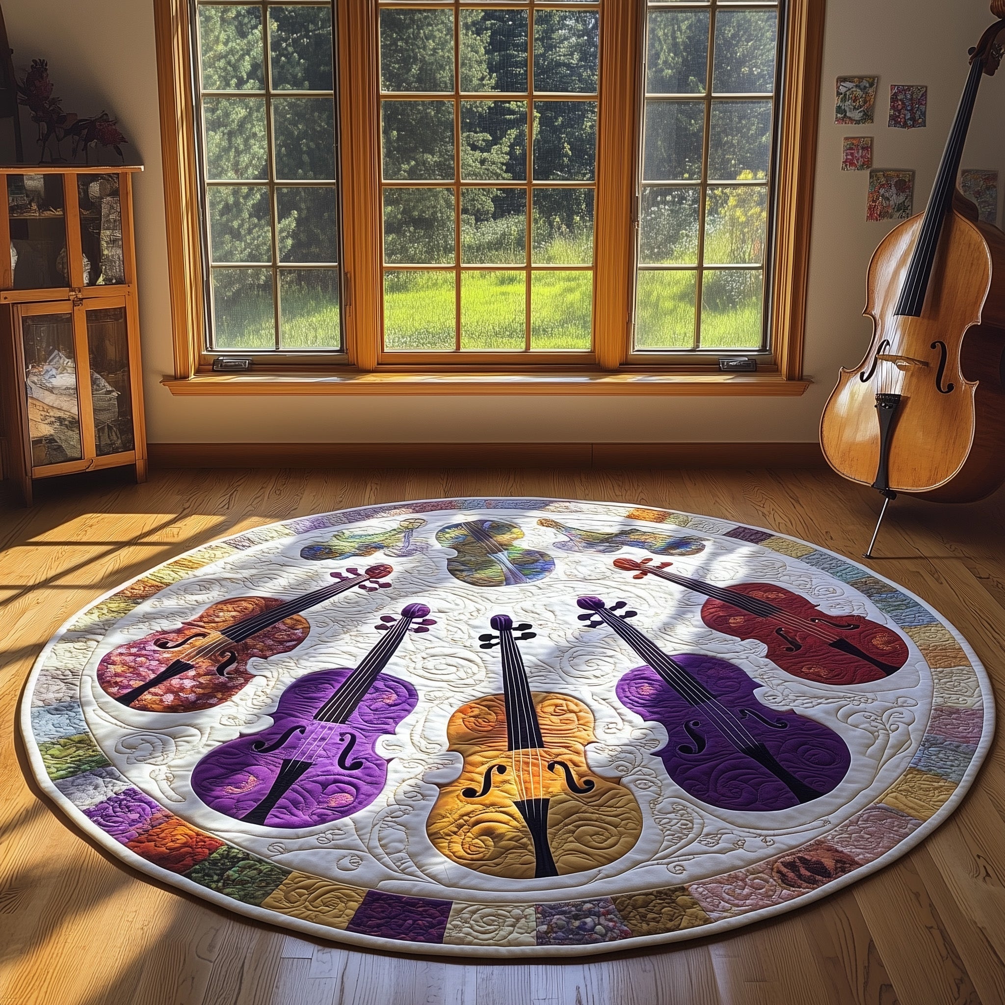 Vivid Purple Violins Quilted Round Mat GFTOTL2577 – Patchique Store