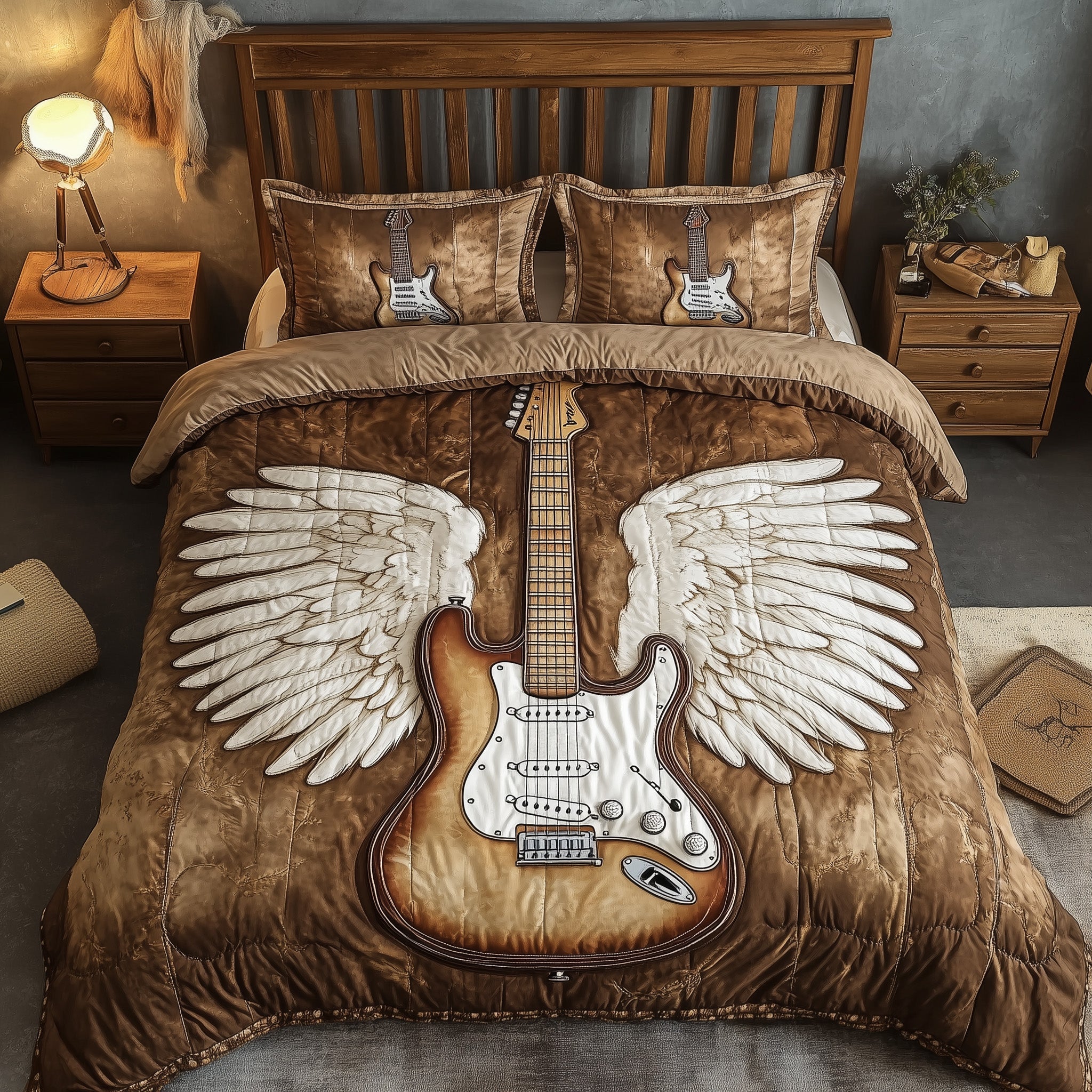 Angle Guitar 3-Piece Quilted Bedding Set GFTOTL3244 – Patchique Store
